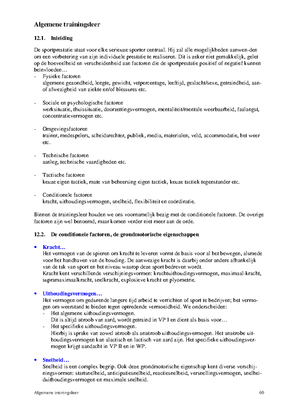 Algemene Trainingsleer 12.1: Inleiding tot Sportprestaties en Training ...