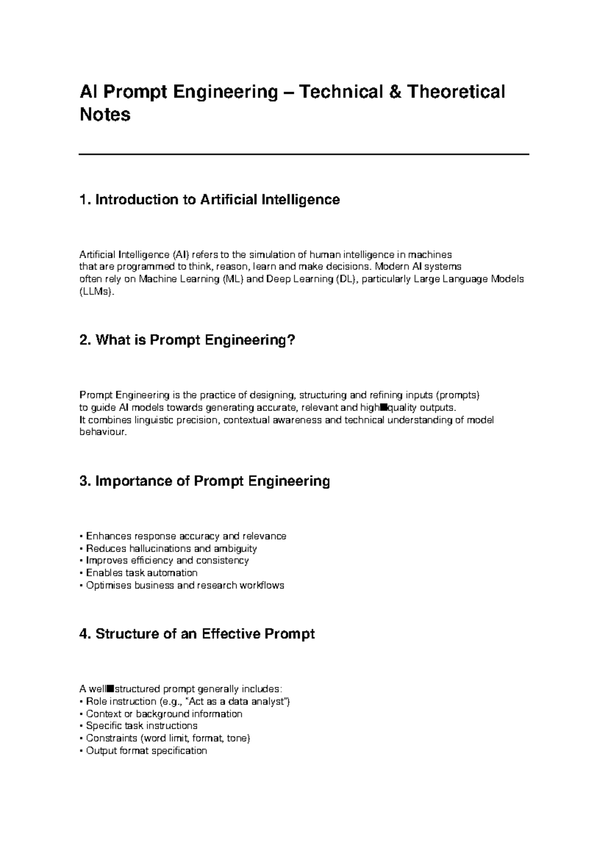 AI Prompt Engineering Notes UK: Techniques & Strategies - Studocu