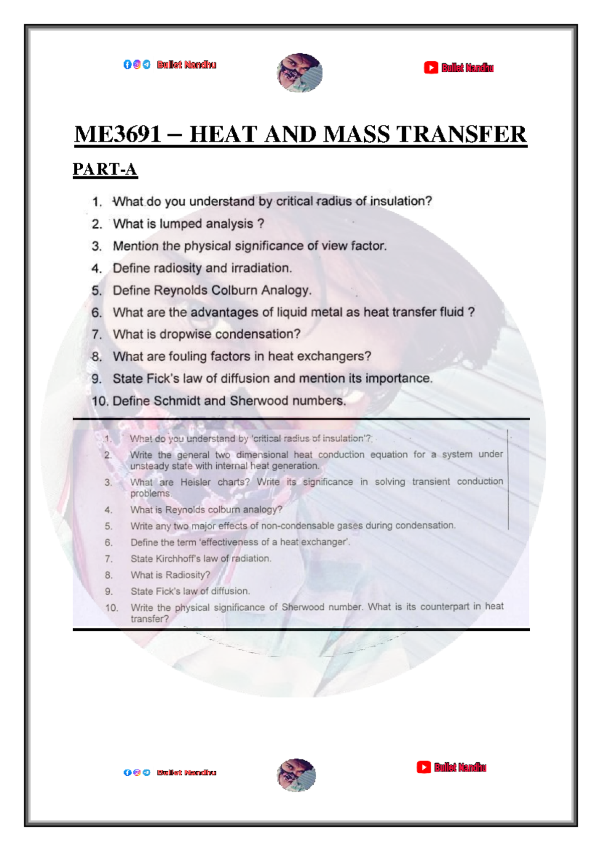 ME3691 Final Exam Study Guide: Heat and Mass Transfer Concepts - Studocu