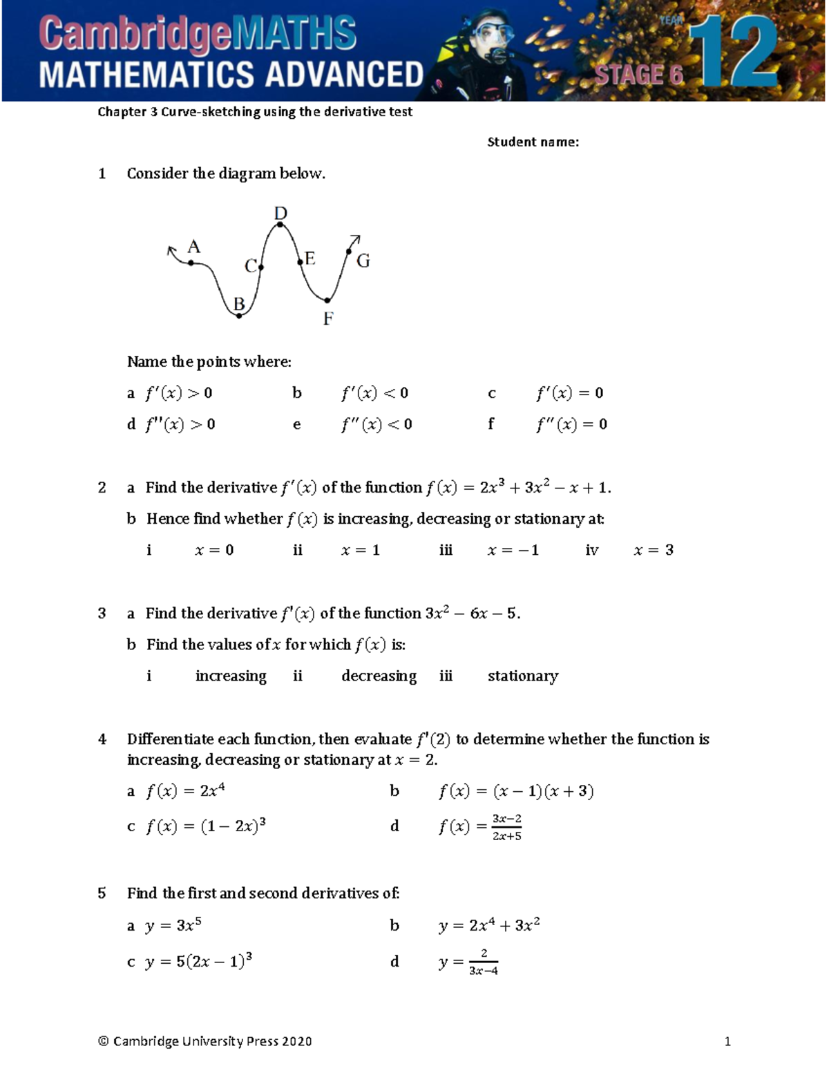 Chapter 3 Derivative Test: Analysis and Applications - Studocu