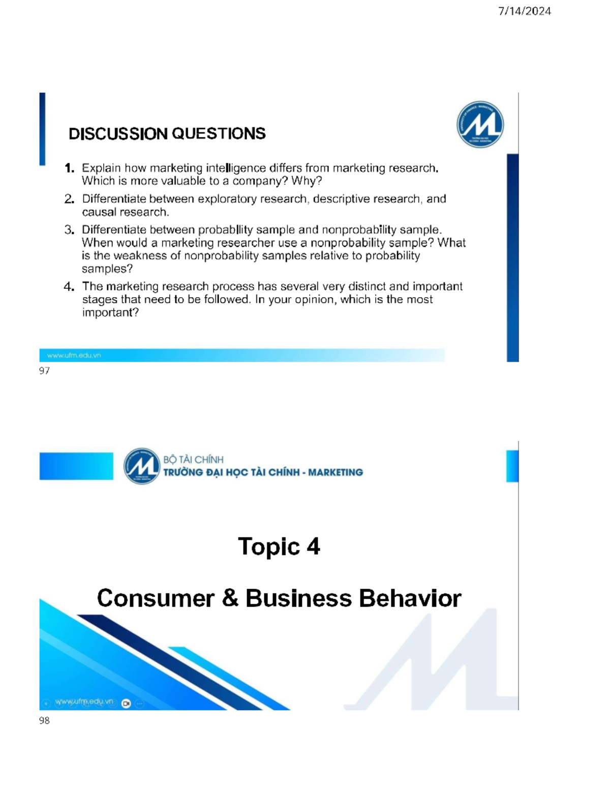 MARKETING DISCUSSION QUESTIONS M - Topic 4: Consumer Behavior Insights ...