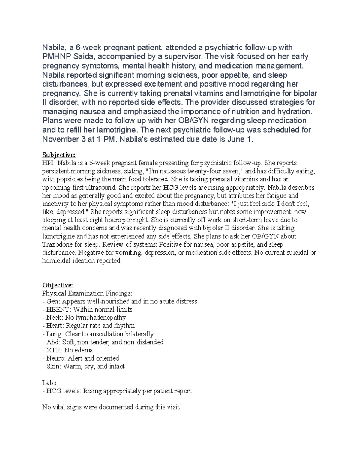 NURS 6645: Psychiatric Assessment and Management of Pregnant Patients ...