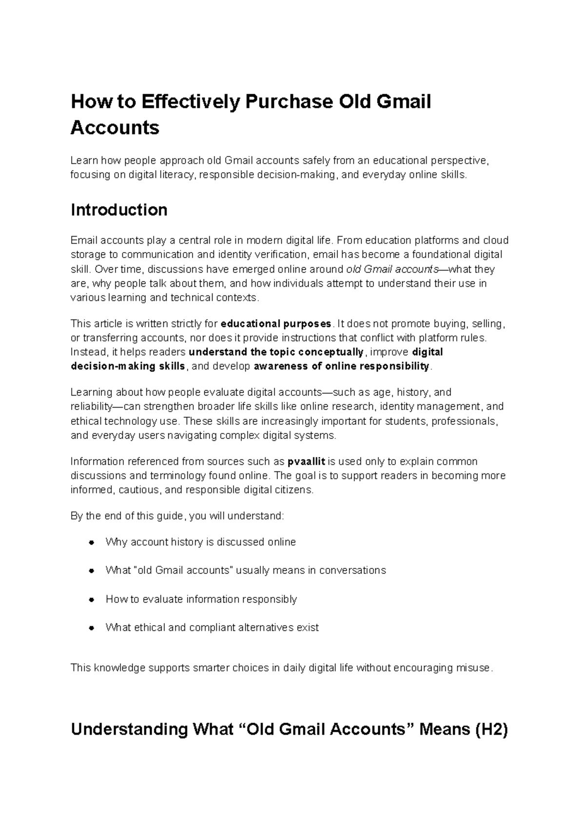 Educational Insights on Old Gmail Accounts: Digital Literacy & Ethics ...