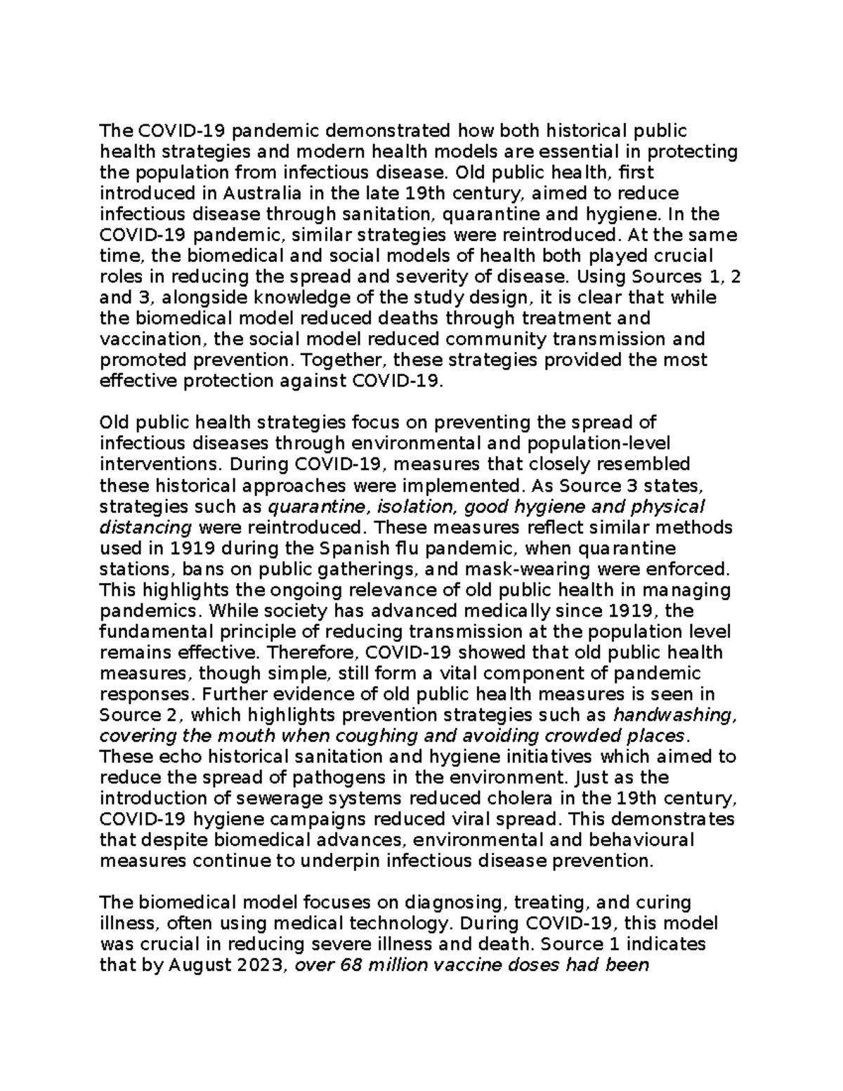 HHD 2023 Extended Response: Public Health Strategies in Pandemics - Studocu