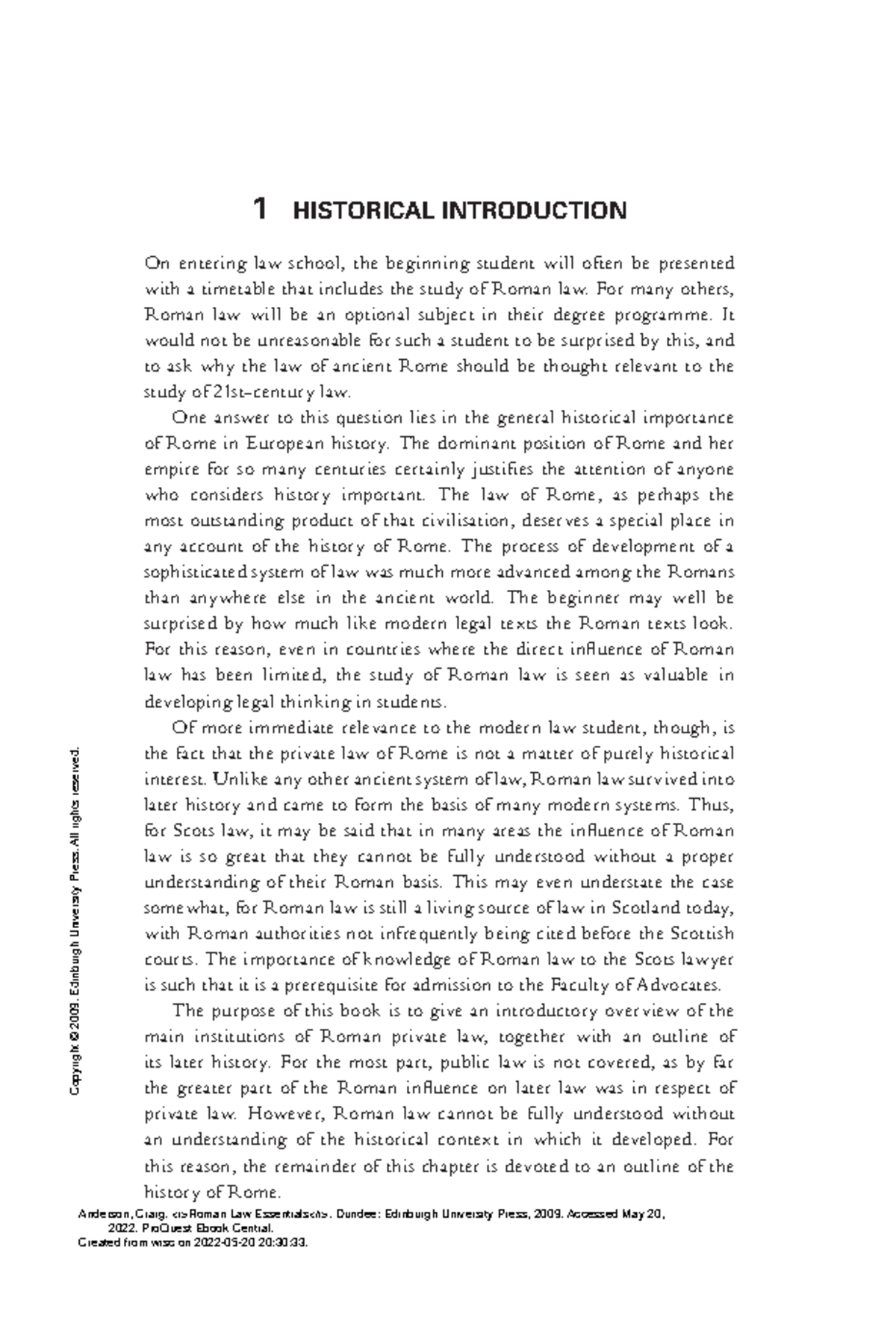 Anderson - Roman Law Essentials - Introduction - H I S T O R I C A L I ...