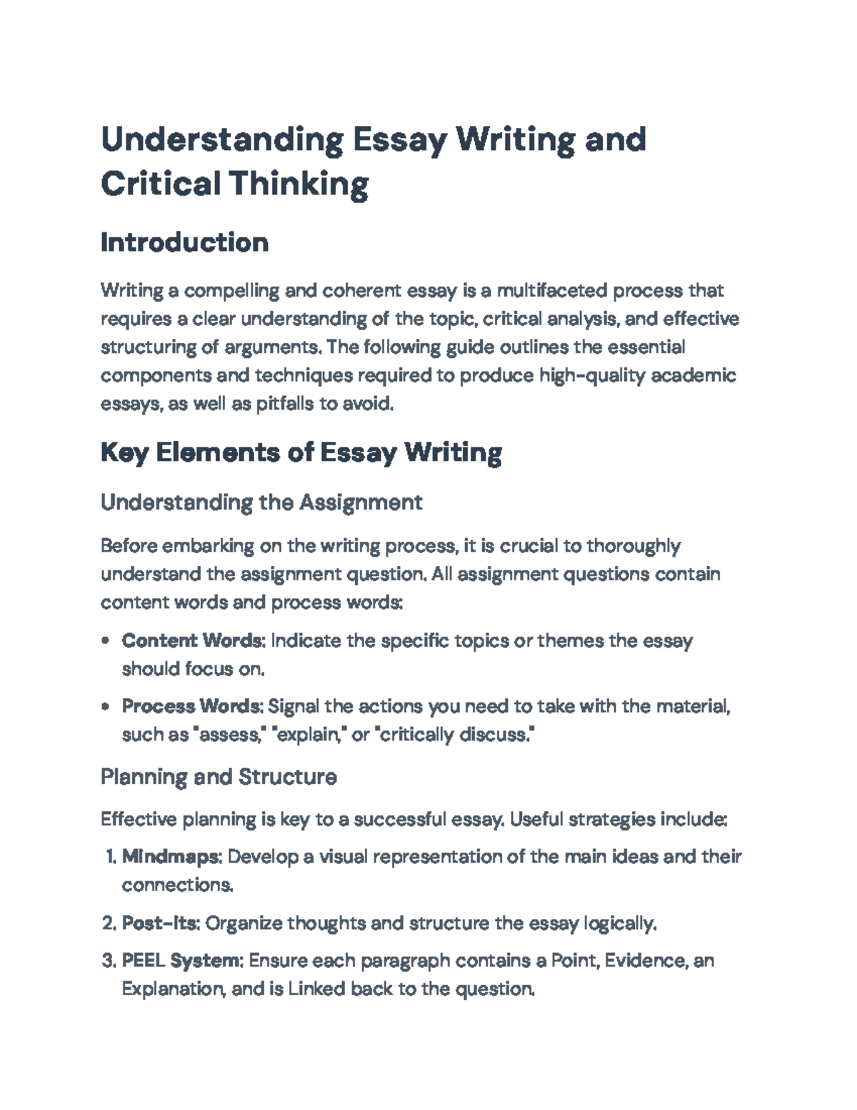 Understanding Essay Writing and Critical Thinking: A Comprehensive ...