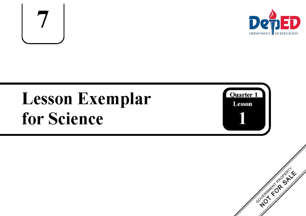 Q1 LE Science 7 Lesson Exemplar: Week 1 Overview and Activities - Studocu