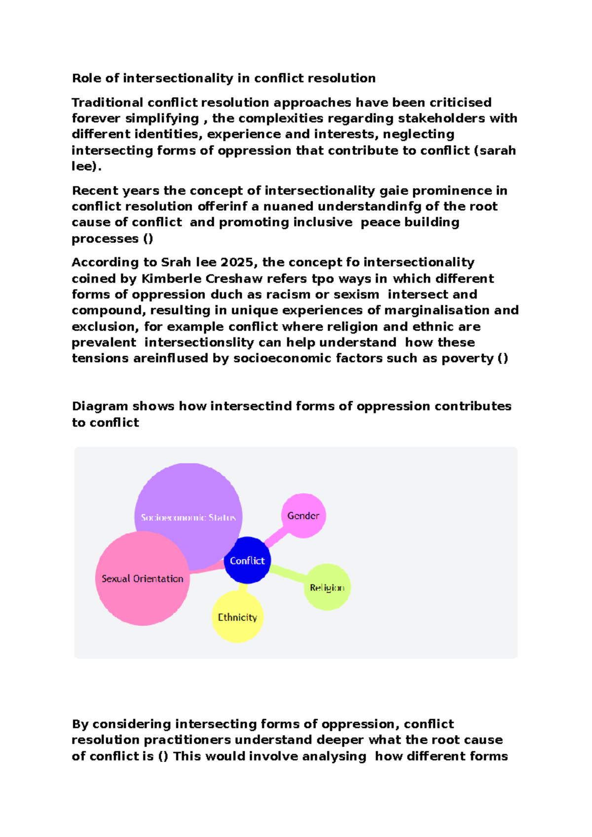 Conflict Resolution (CR 101): Intersectionality in Peacebuilding - Studocu
