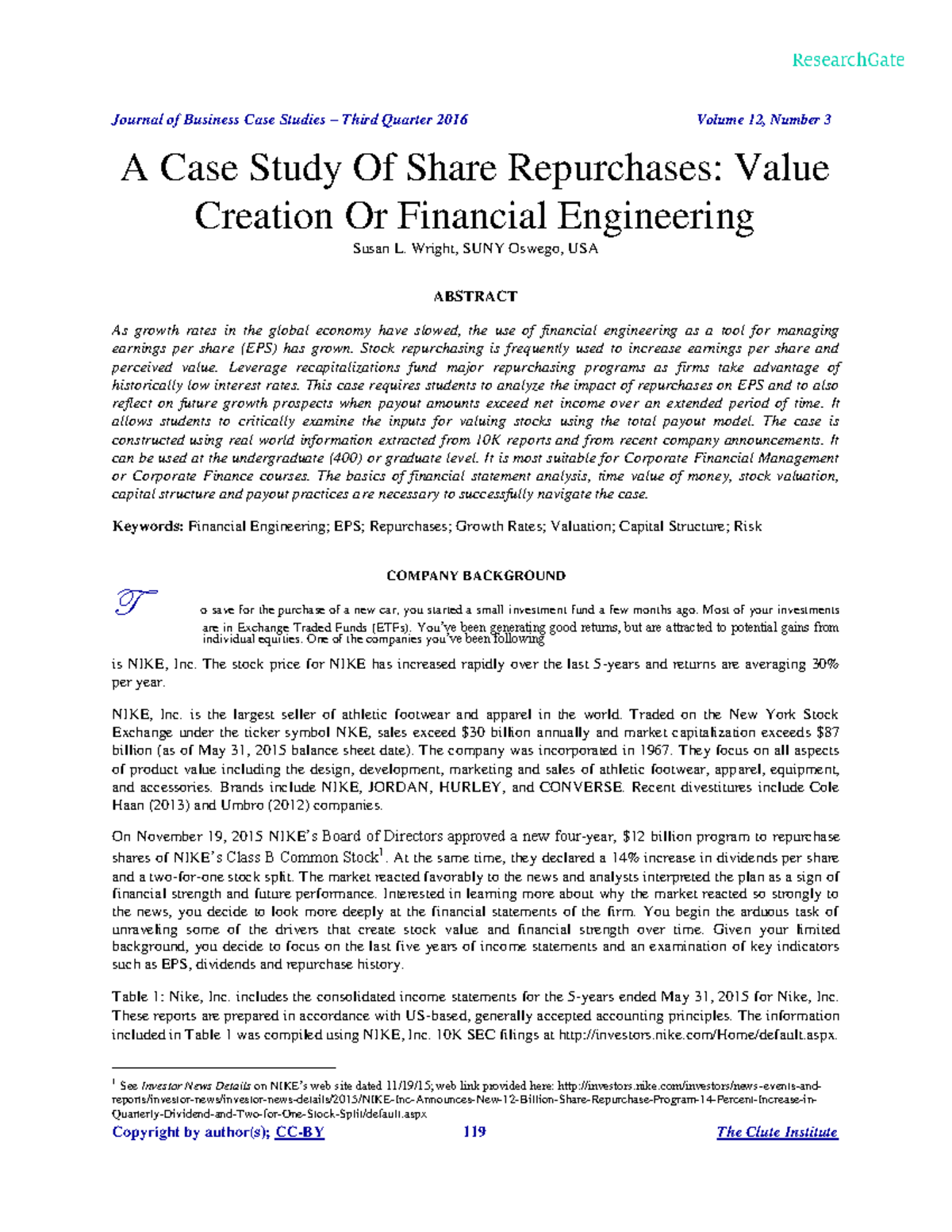 Nike case study - Instructions - Journal of Business Case Studies ...