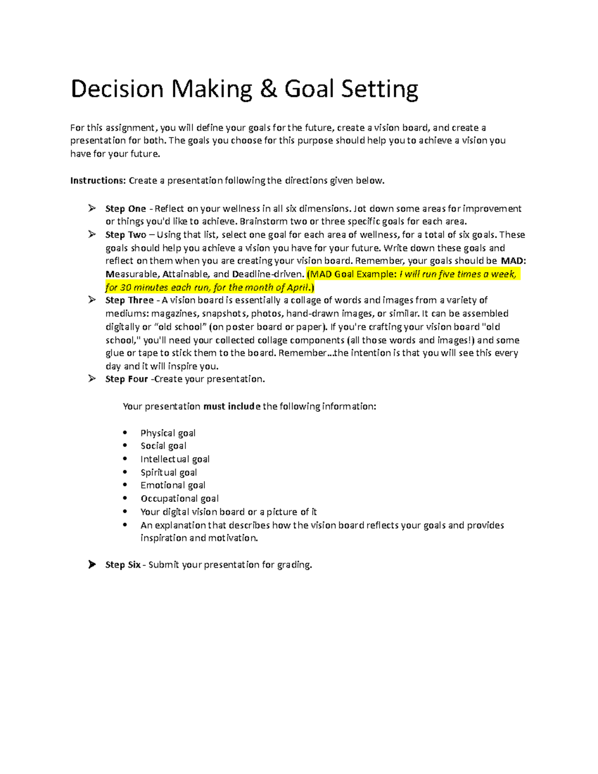 01 06 05 - 3.000-001 - Decision Making & Goal Setting For this ...