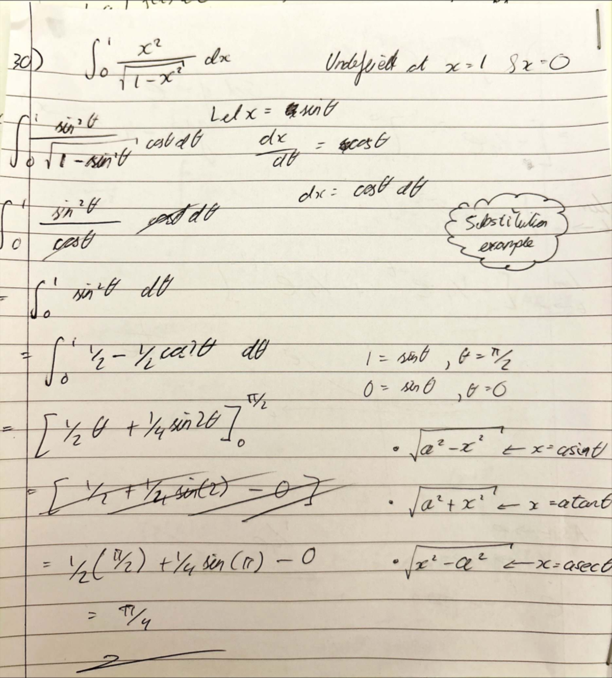 Integrals 1 - Example - 30) So x² dx Undefeied at i sin2t sint caude dx ...