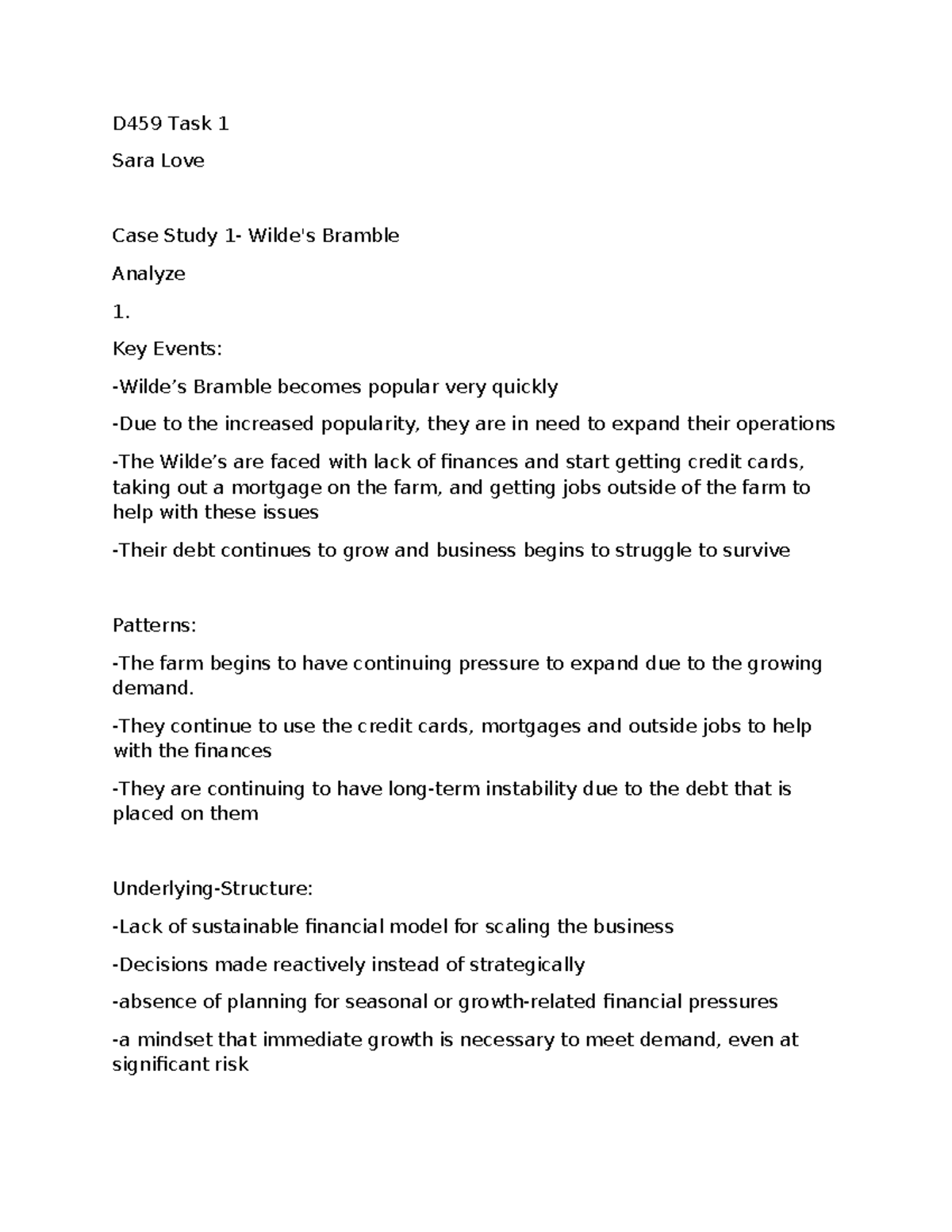 D459 Task 1 - Case Study Analysis of Bramble's Growth Challenges - Studocu