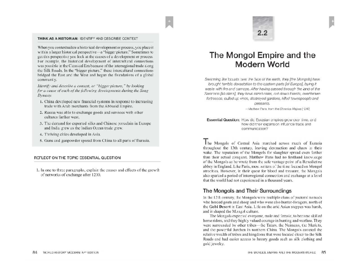 HIST 2.2: Contextualizing the Mongol Empire's Influence on Trade - Studocu
