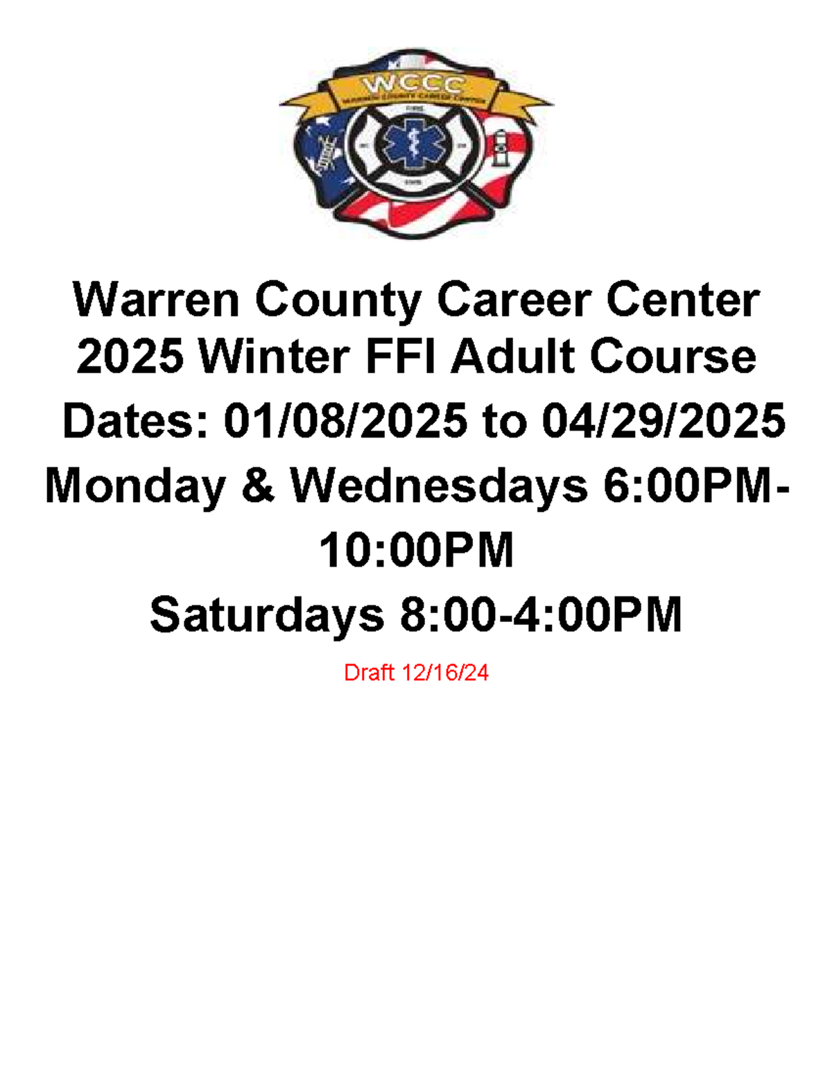 2025 Winter FFI Adult Course Schedule: Key Dates & Topics - Studocu