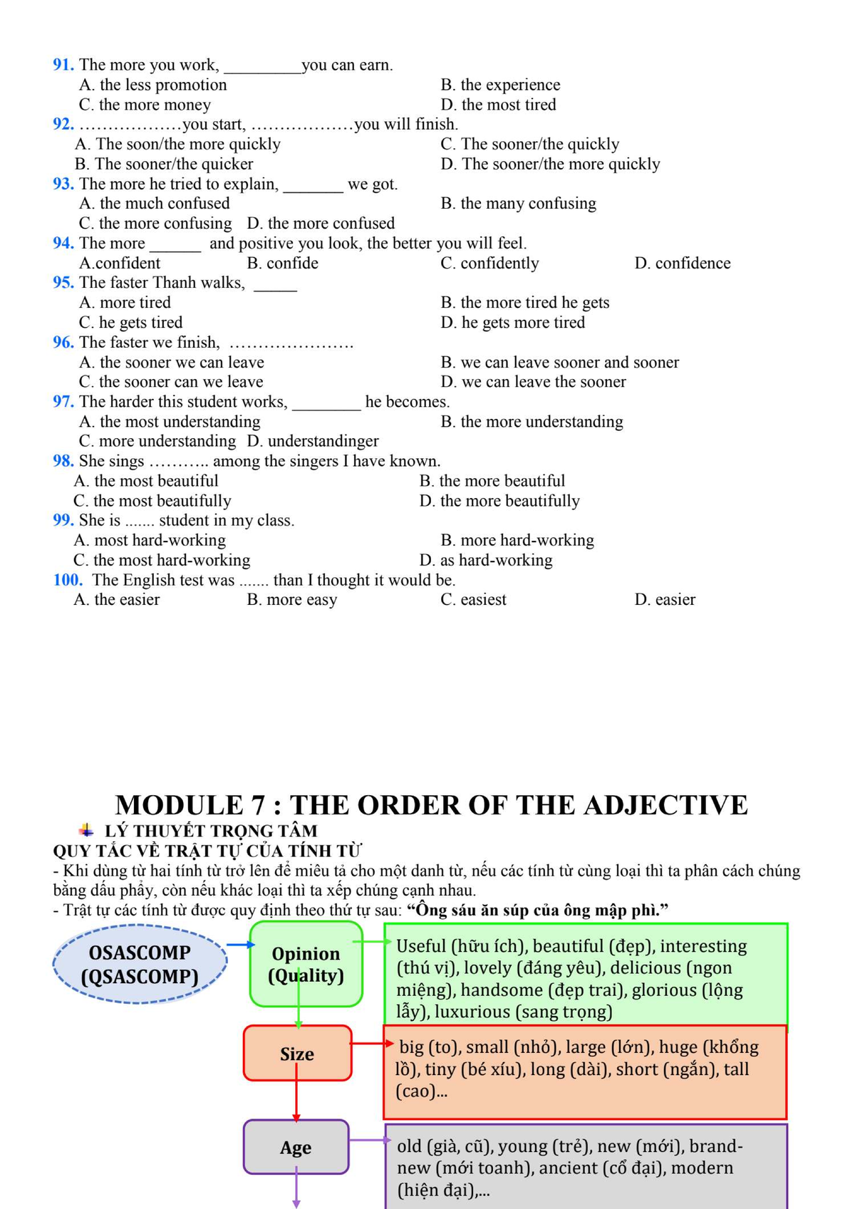Module 2: Order of Adjectives Practice Questions - Studocu