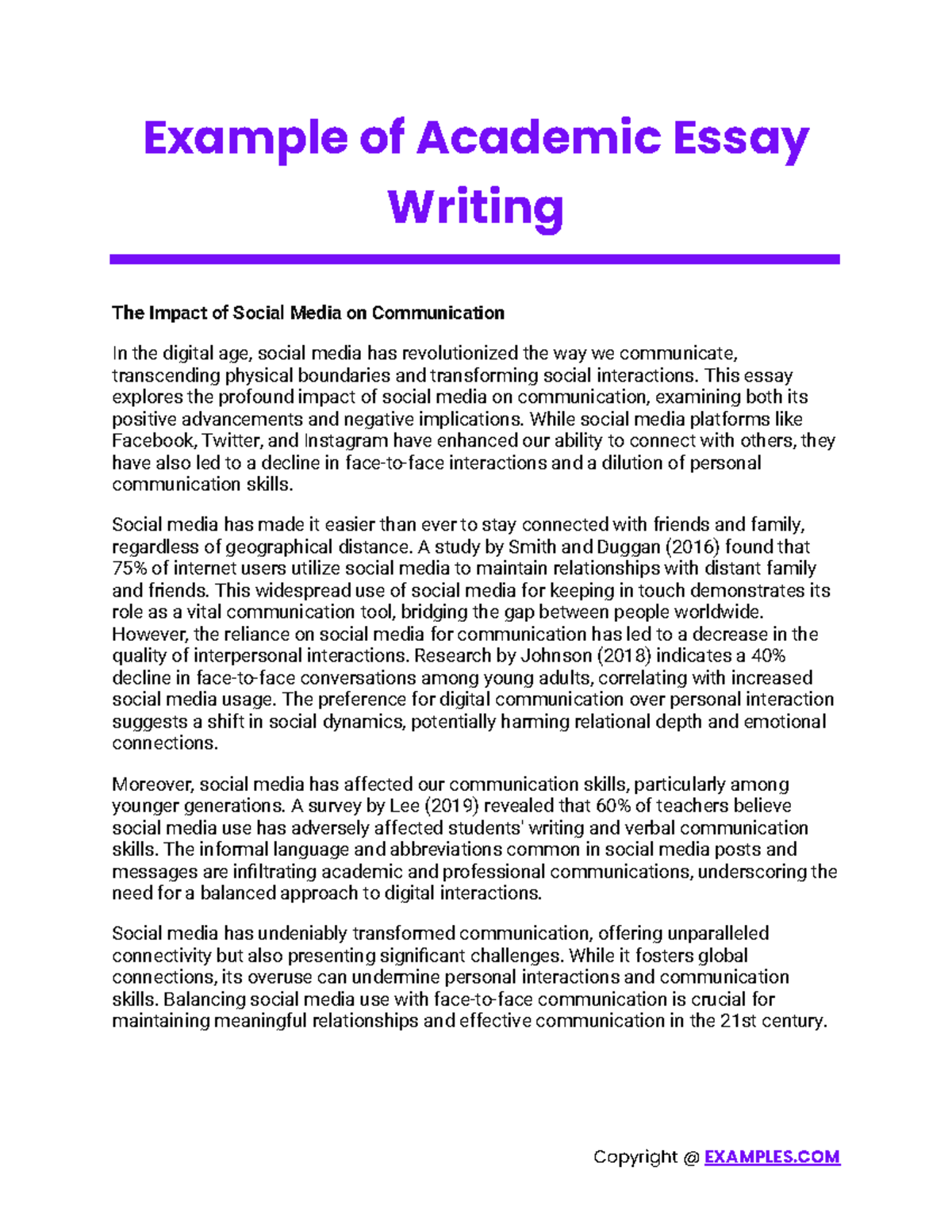 Example of Academic Essay Writing - Example of Academic Essay Writing ...