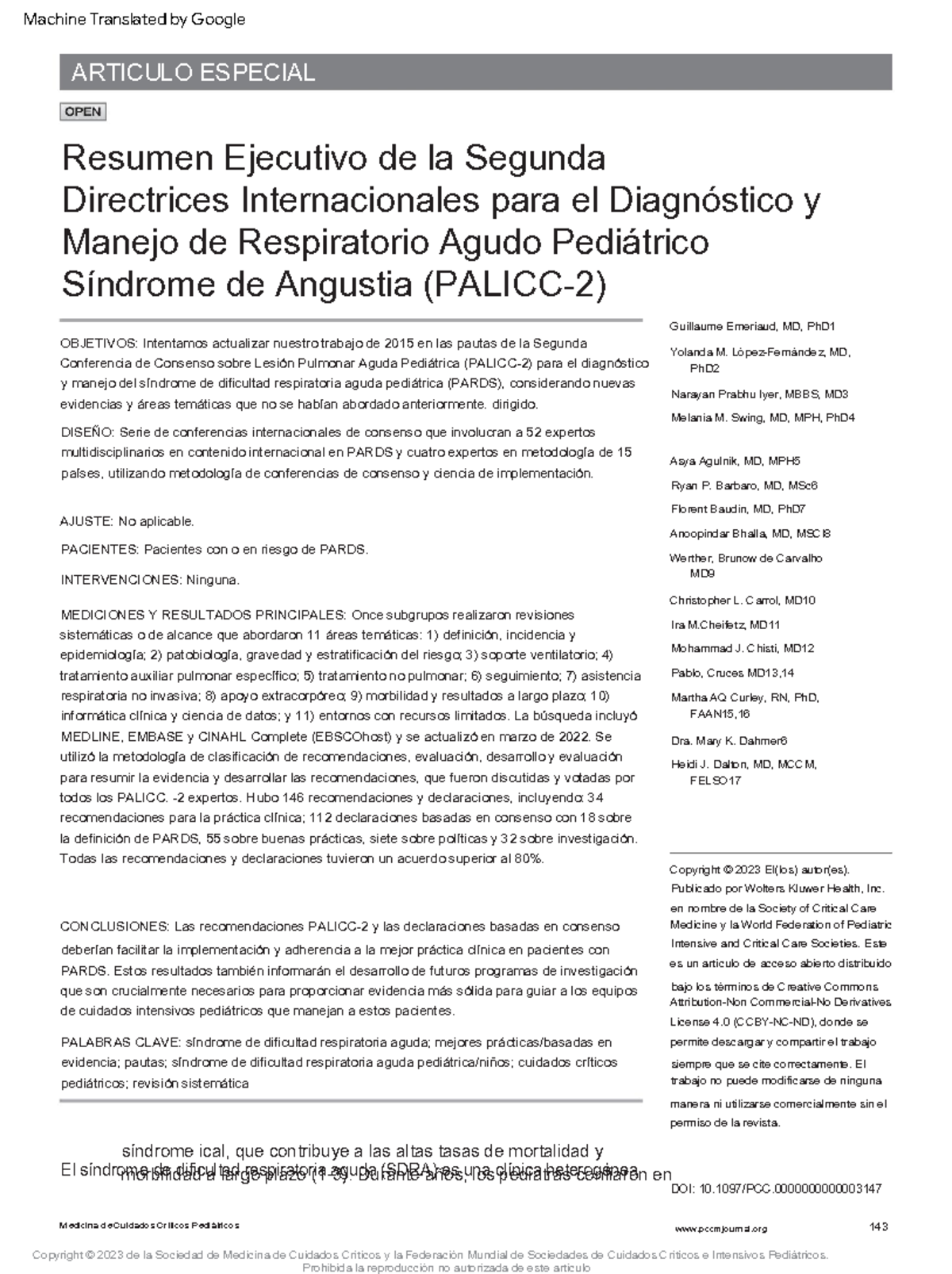 Guía Actualizada para el Diagnóstico y Manejo de PARDS (PALICC-2) - Studocu