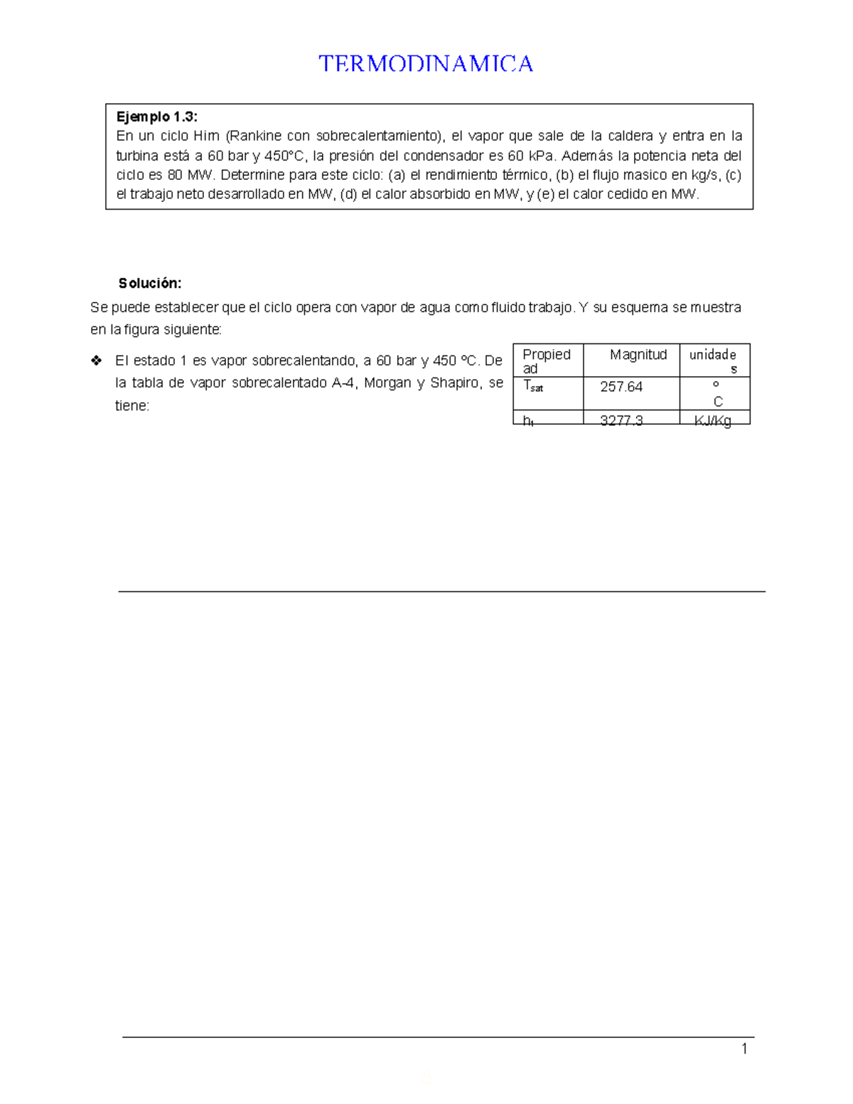Ilide - Ciclo rankine o hirn - TERMODINAMICA ####### 1 A Ejemplo 1: En ...