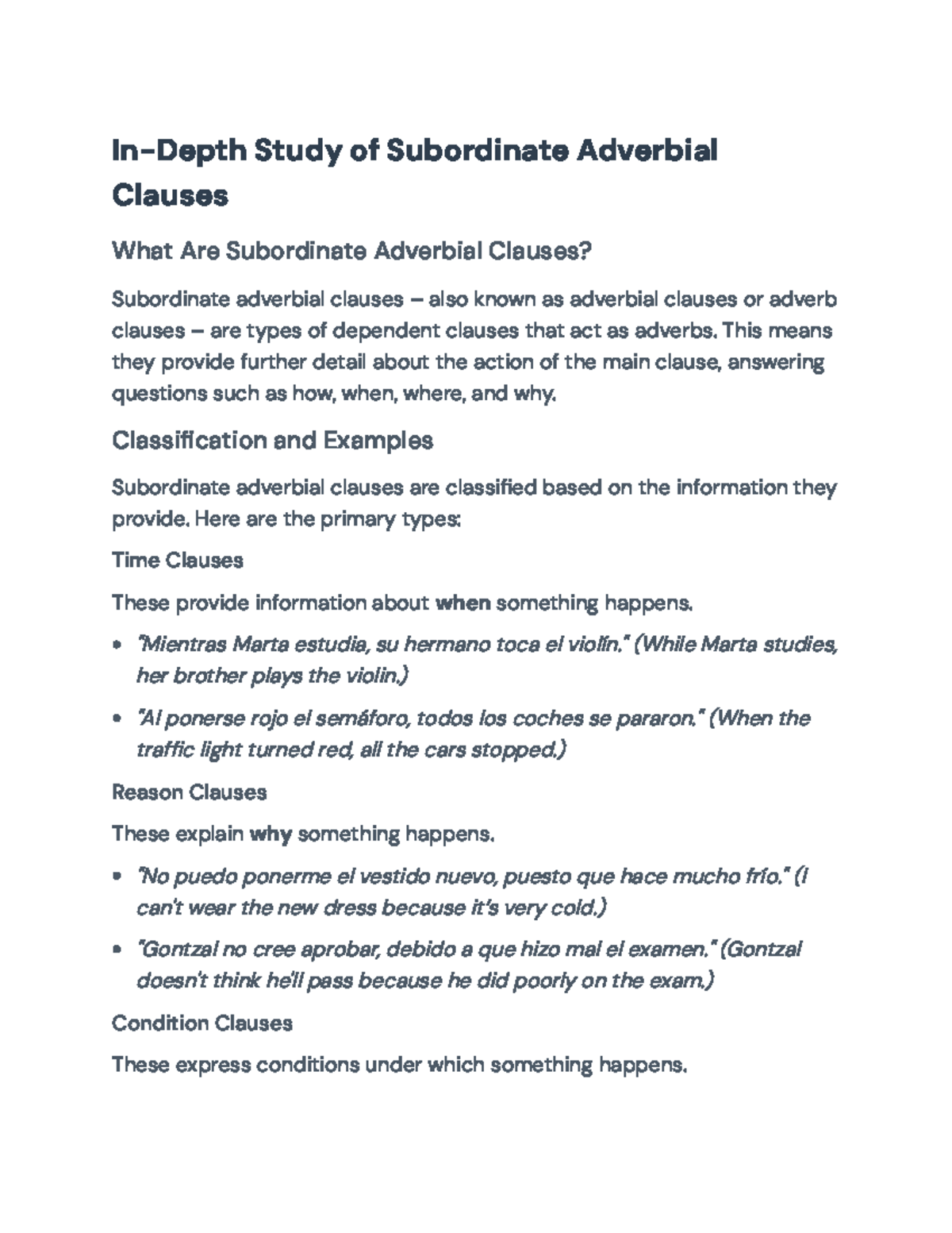 Subordinate Adverbial Clauses: Types and Practical Applications - In ...