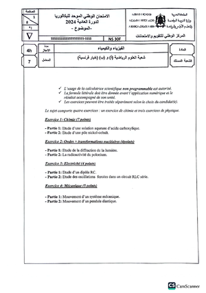 National 2023 Smpc Rattrapage - physique - Studocu