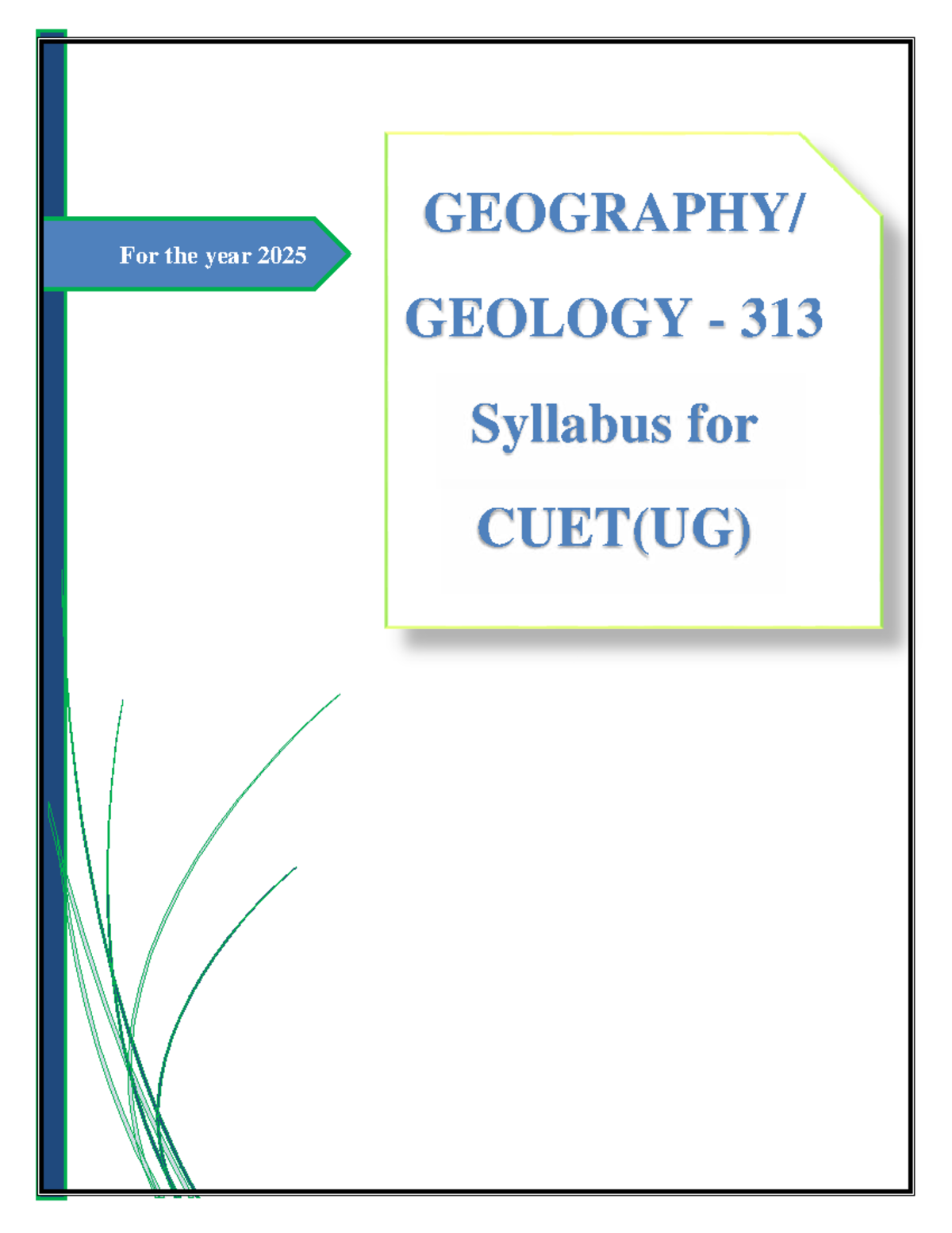 GEOLOGY 313 Syllabus for CUET(UG): Human Geography Fundamentals - Studocu