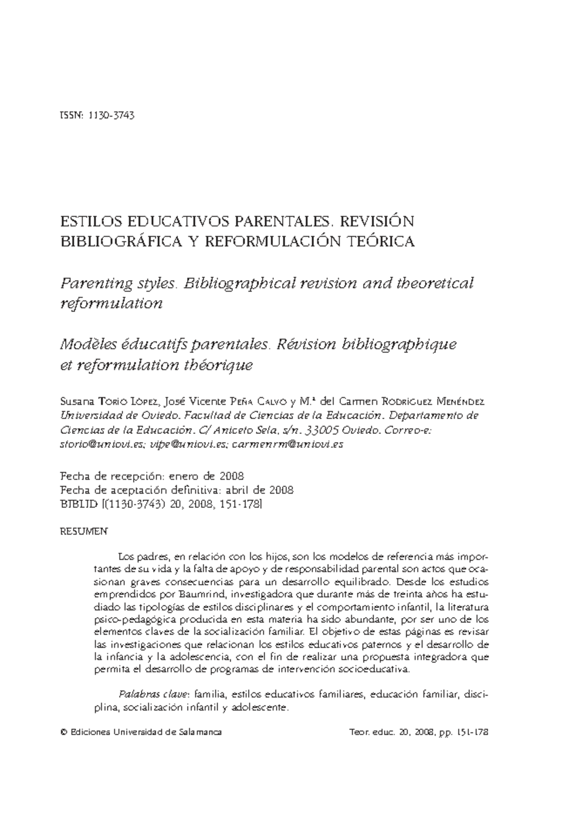 Estilos Educativos Parentales: Revisión y Reformulación Teórica - Studocu