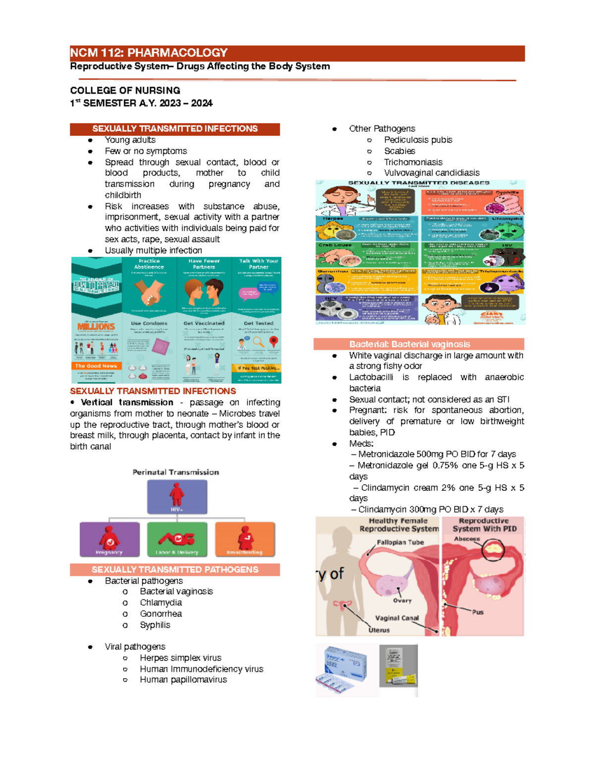 Pharma Transes Midterm - Reproductive System– Drugs Affecting the Body System COLLEGE OF NURSING ...