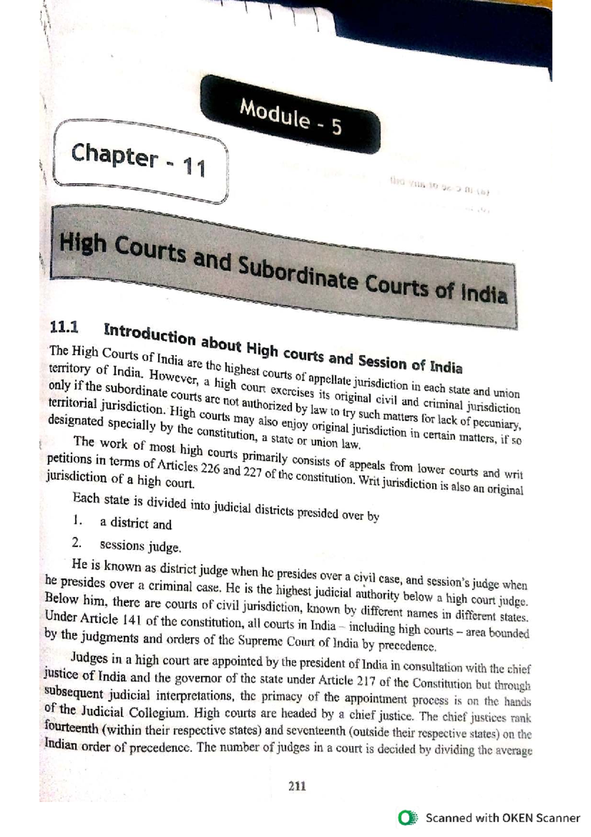 Chapter 11 IC: High Courts and Subordinate Courts of India - Study ...