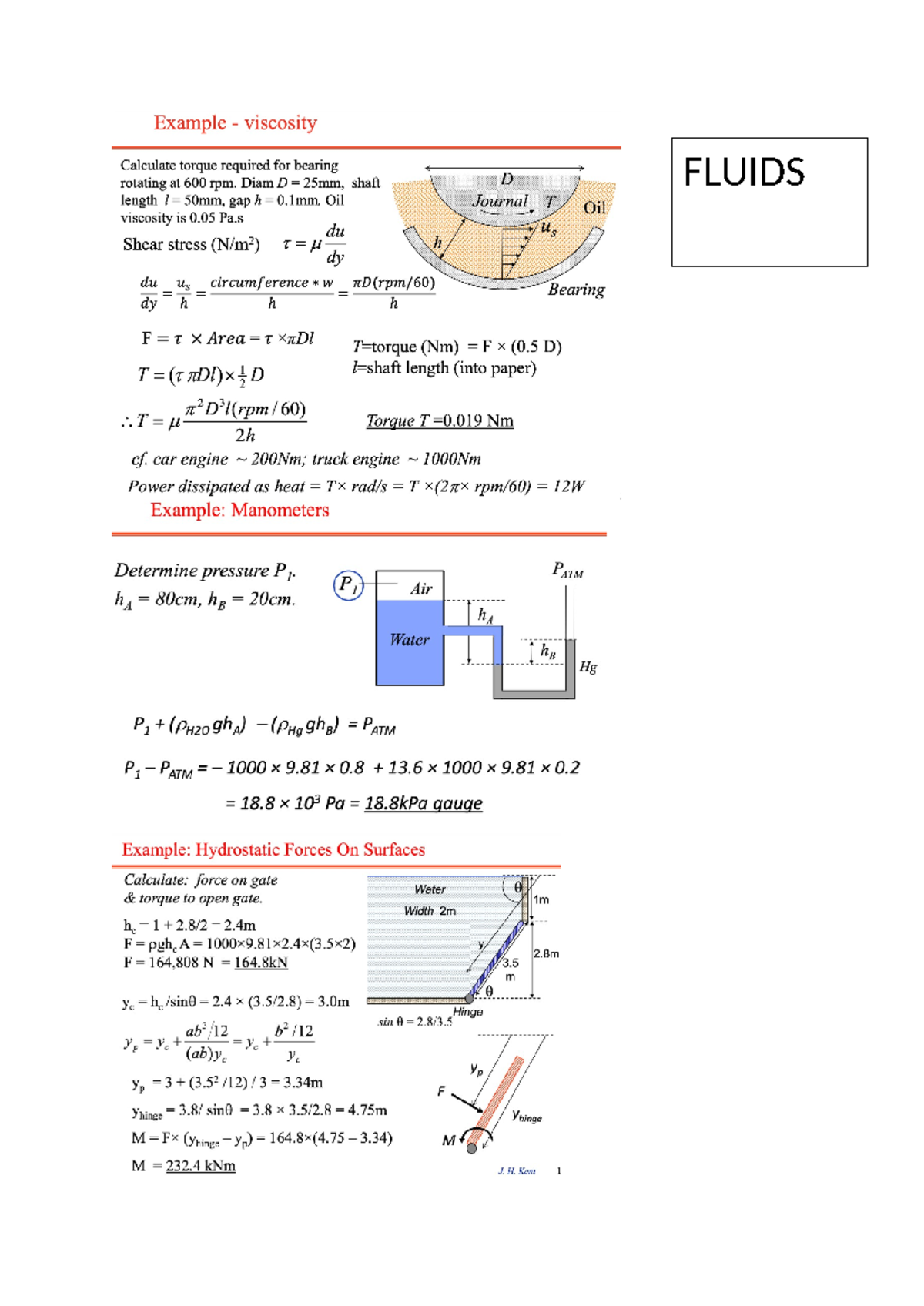 AMME2200 Example Problems: Viscosity, Hydrostatics, and Heat Transfer - Studocu