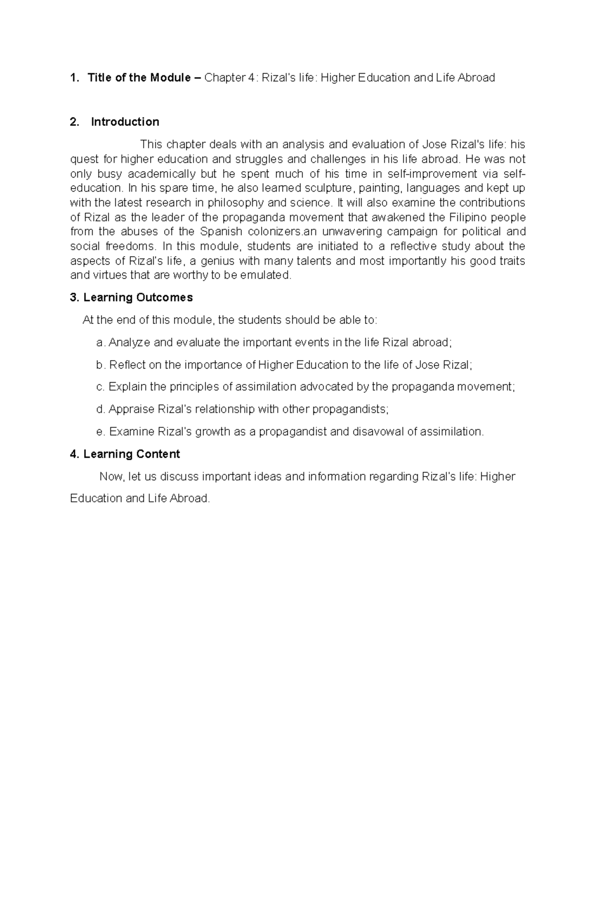 Chapter 4: Rizal's Higher Education & Life Abroad - Insights ...
