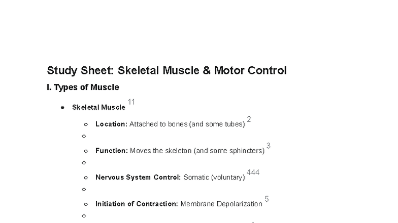 Muscle Control and Types: Lecture Notes for BIO 101 - Studocu