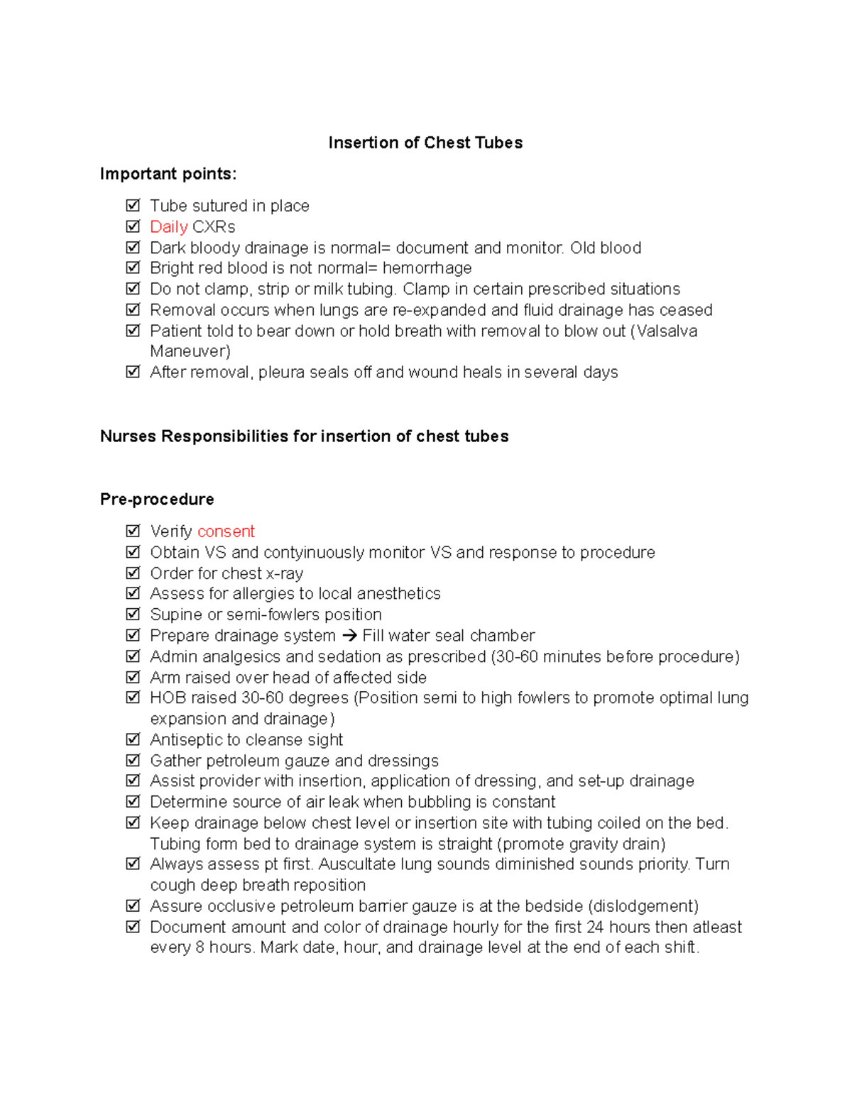 Practice Outline for MS3 Ex3: Insertion and Management of Chest Tubes ...