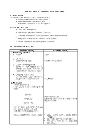 3. LP - Appraising the Unity of Plot, Setting and Characterization - Grade 10 1Q - LESSON PLAN ...