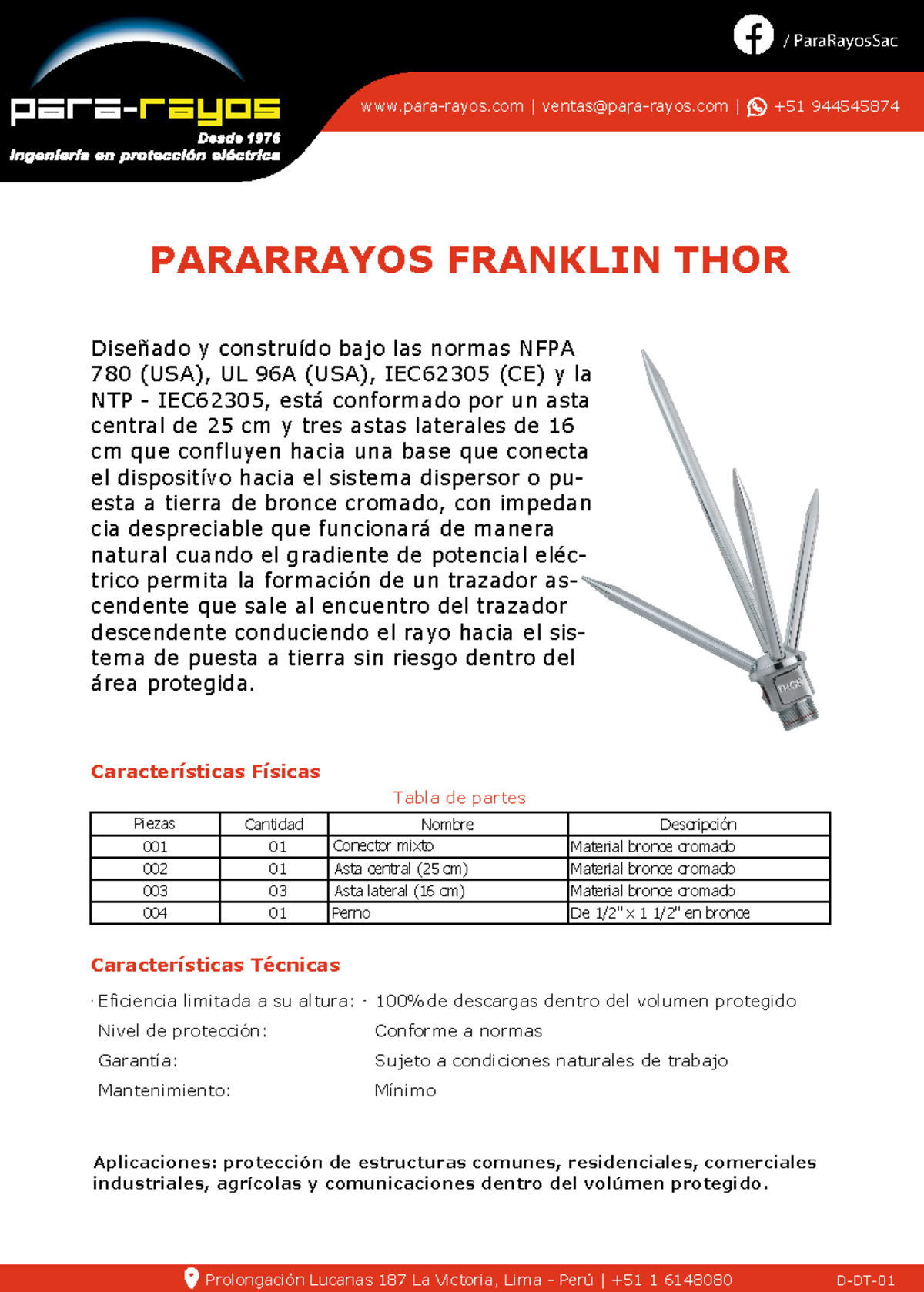 Pararrayo Franklin Tetrapuntal: Características y Aplicaciones - Studocu