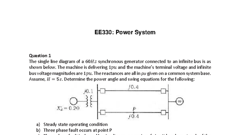 EE330: Power System Tutorial 8 Solutions on Synchronous Generators ...
