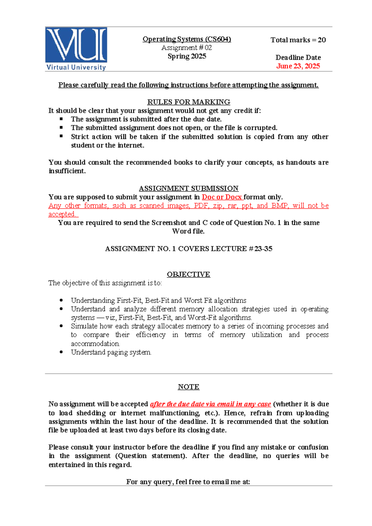 CS604 Operating Systems Assignment 02 Guidelines - Spring 2025 - Studocu