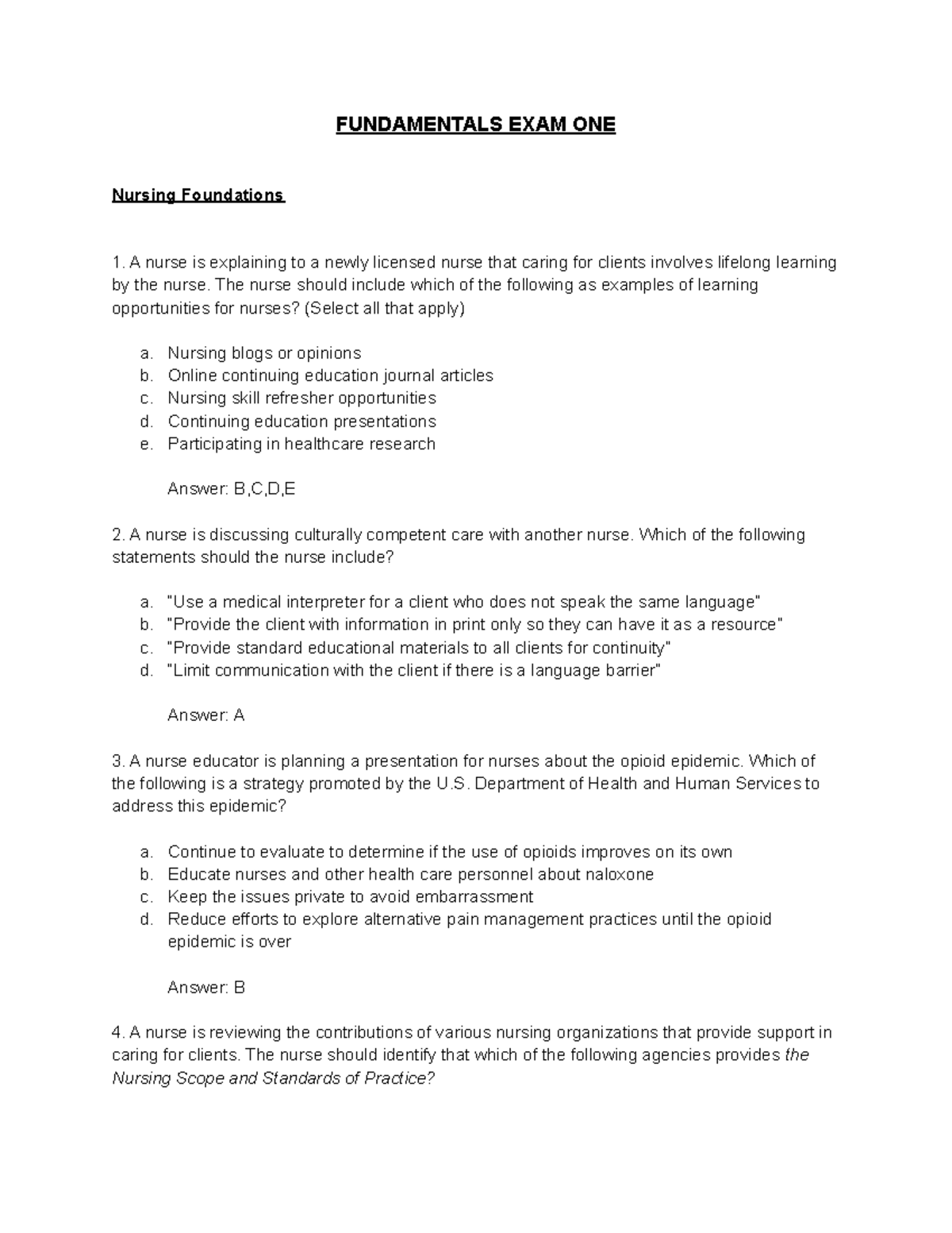 Fundamentals Exam 1 Study Guide for Nursing Foundations - Studocu