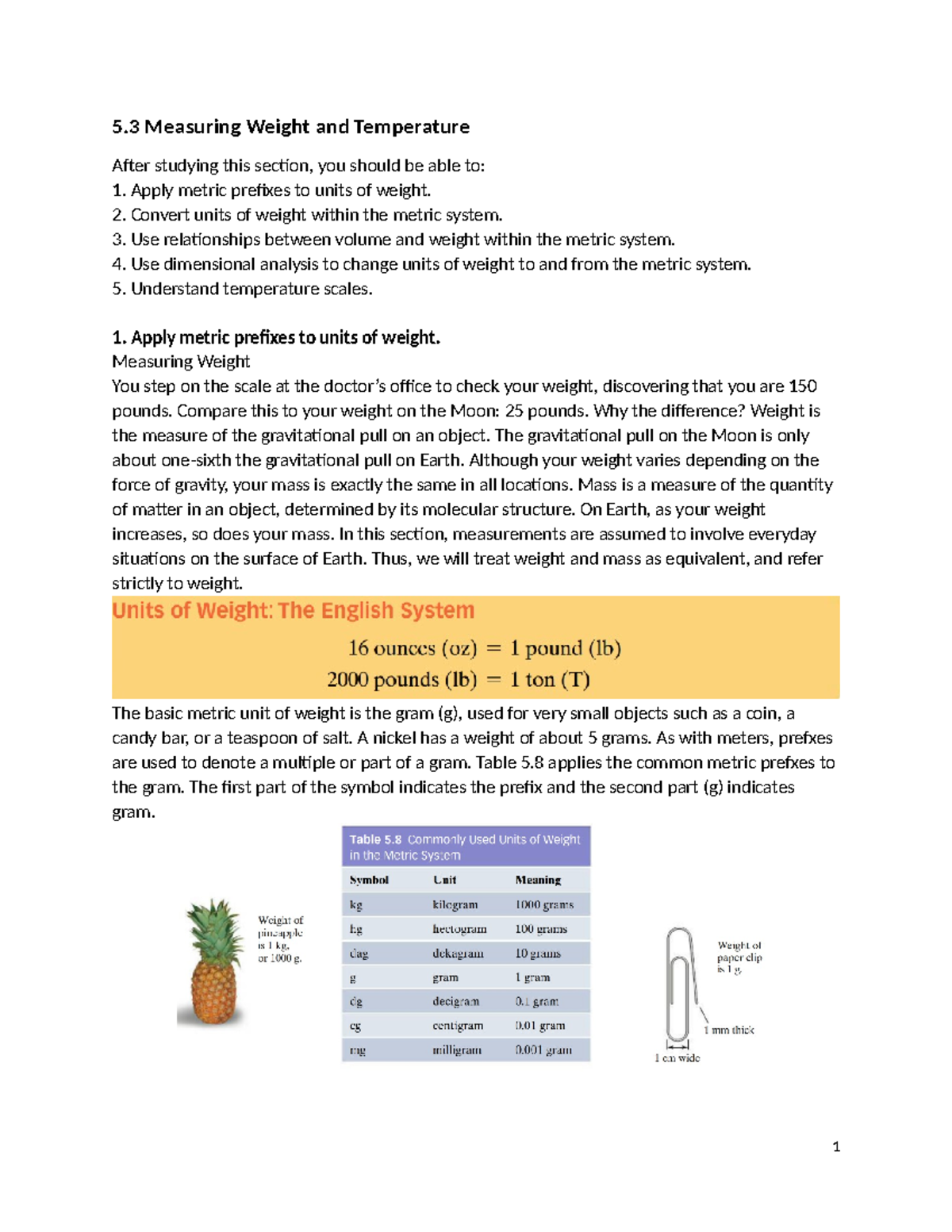 5.3 Measuring Weight and Temperature - 5 Measuring Weight and ...