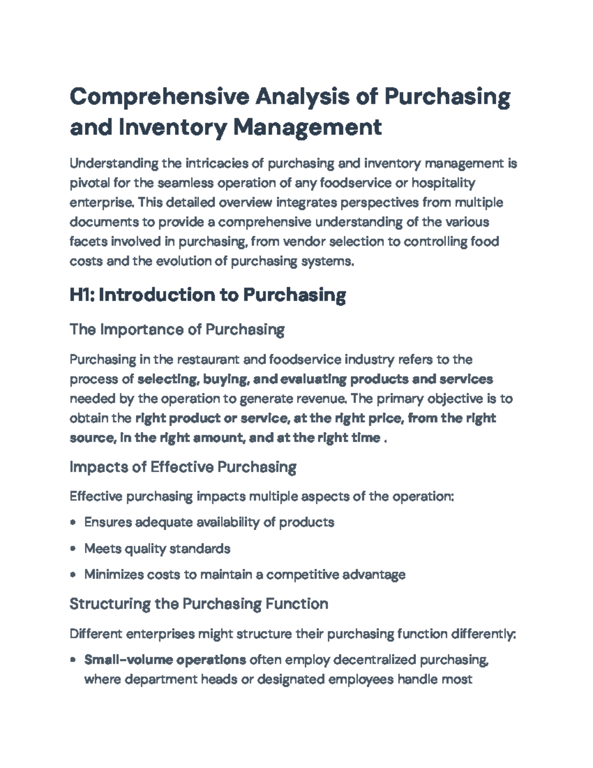 Comprehensive Overview of Purchasing & Inventory Management in ...