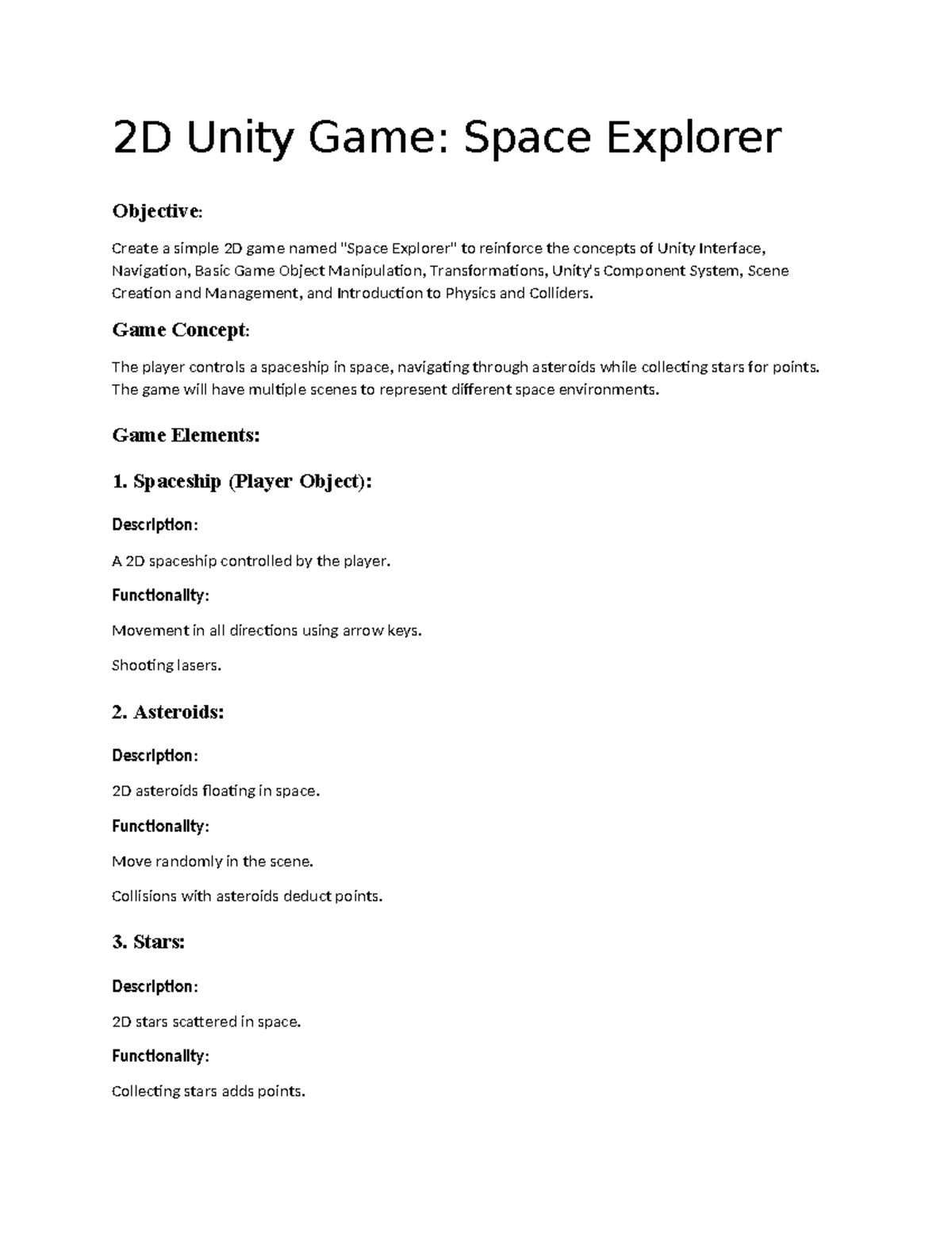Lab 1 - Space Explorer Game Development Overview - Studocu