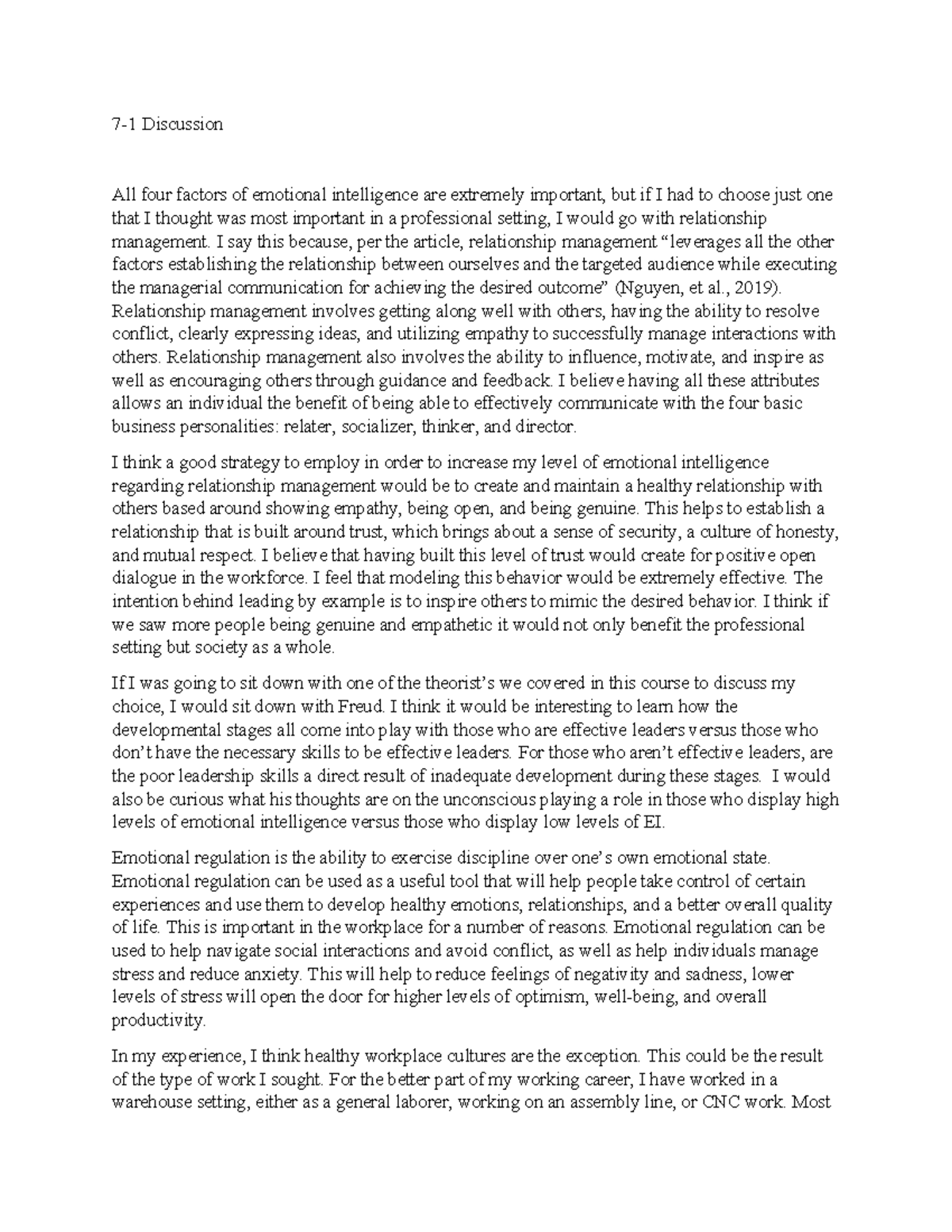 PSY-328-H2627 7-1 Discussion: The Importance of Relationship Management ...