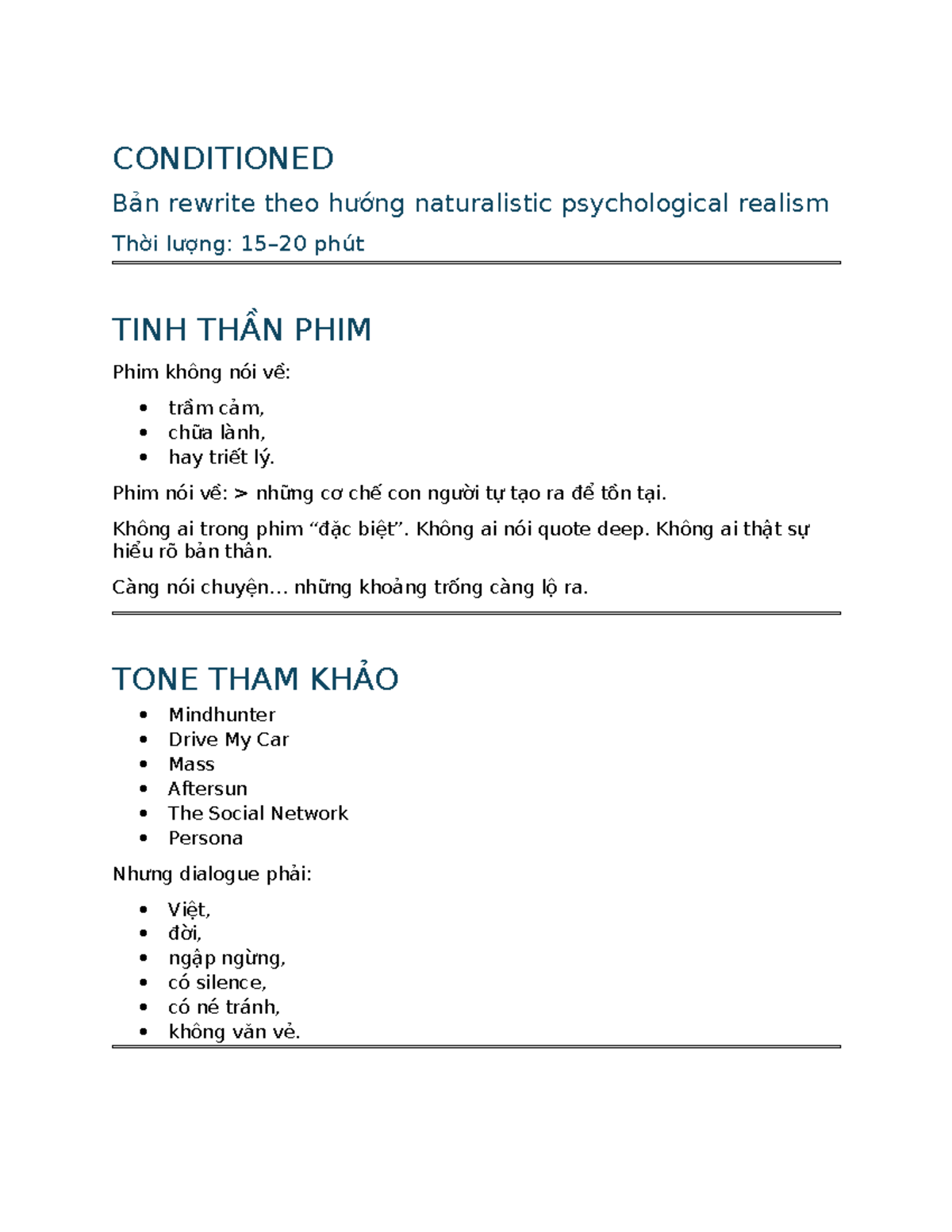 Conditioned: Naturalistic Psychological Realism Screenplay Rewrite ...