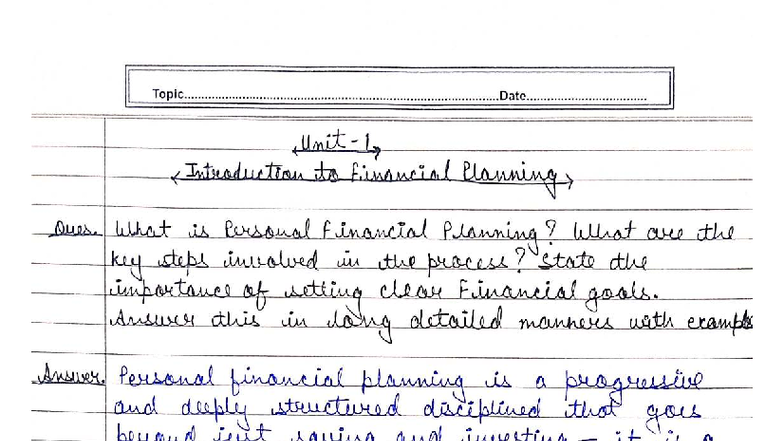 Unit-1: Introduction to Personal Financial Planning and Goal Setting ...