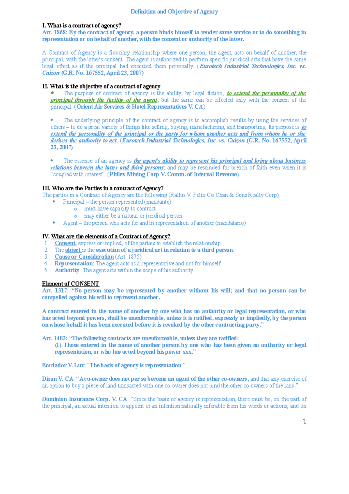 Agency: Definition, Objectives, and Key Elements (Law 101) - Studocu