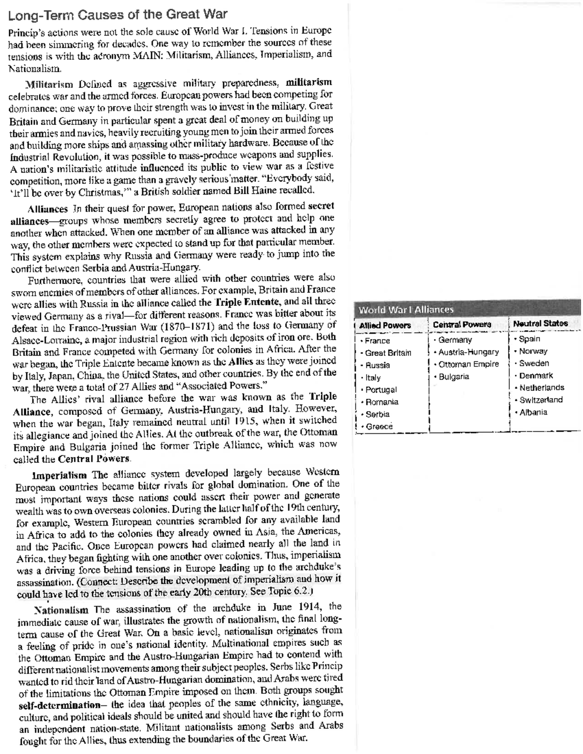 Day 7-5: Long-term Causes of the Great War - MAIN Factors Explained ...