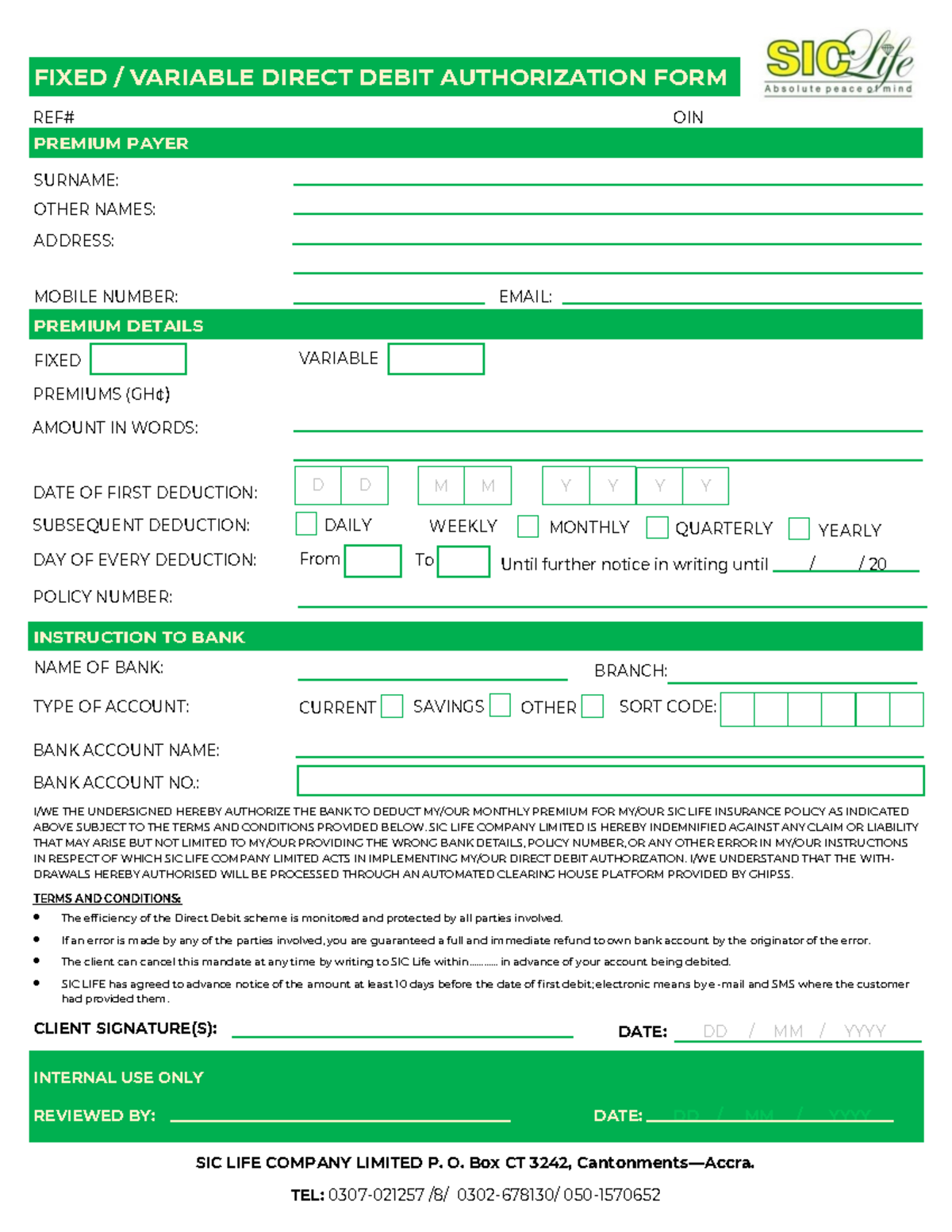 Direct Debit FORM - a form about entries - FIXED / VARIABLE DIRECT ...