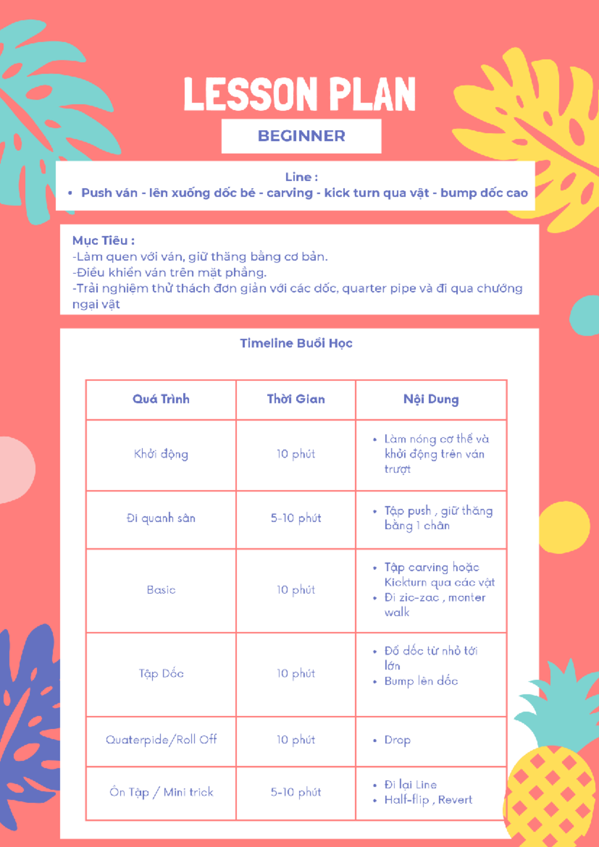 LESSON PLAN: BEACH BLANK - Beginner to Intermediate Skills - Studocu