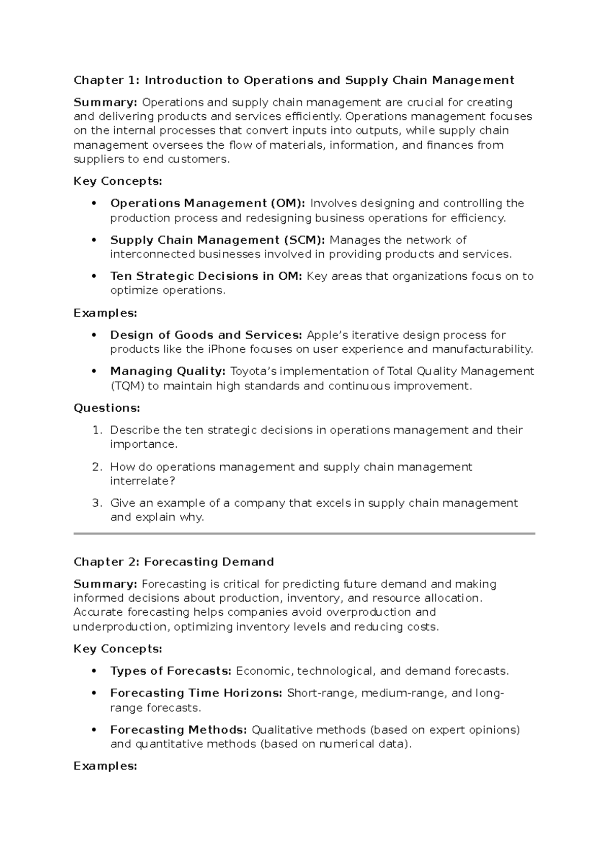 301 Final Exam Summary: Operations and Supply Chain Management - Studocu