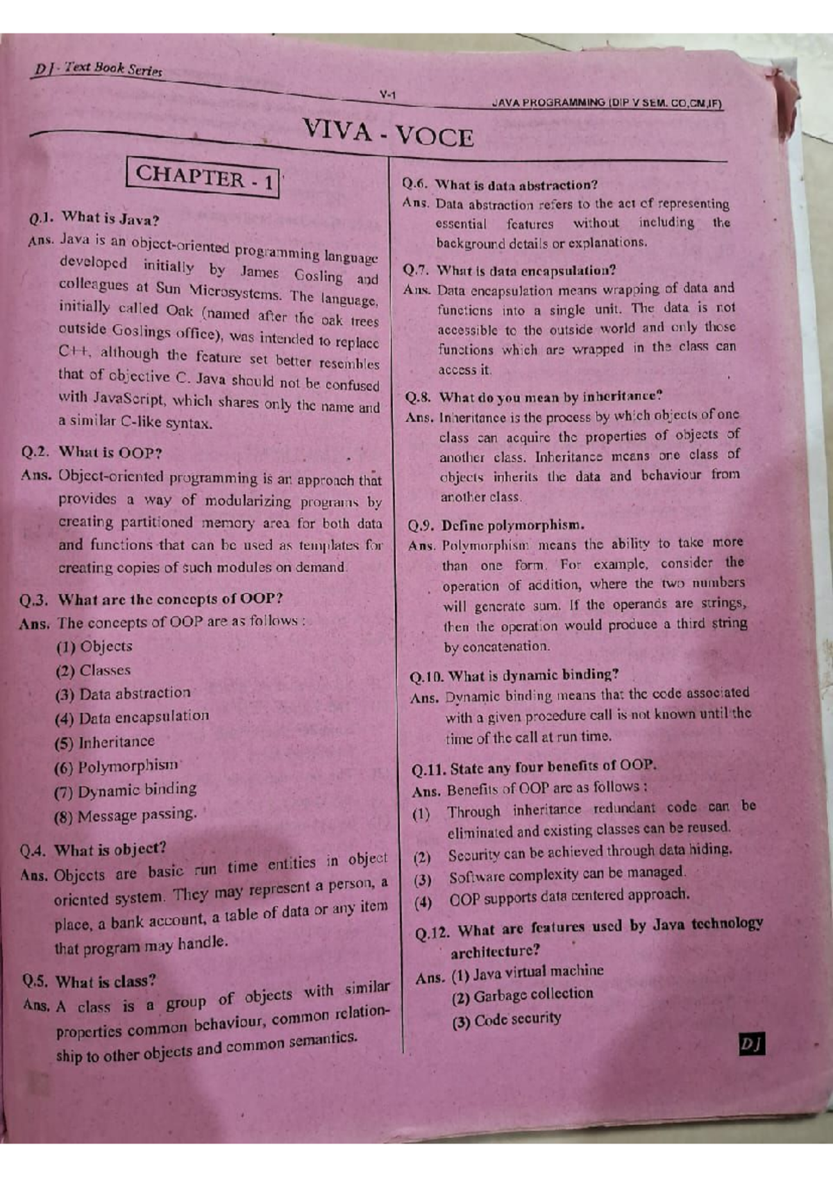 JAVA PROGRAMMING (DIP V SEM. CO,CM,IF) VIVA VOCE QUESTIONS - Studocu