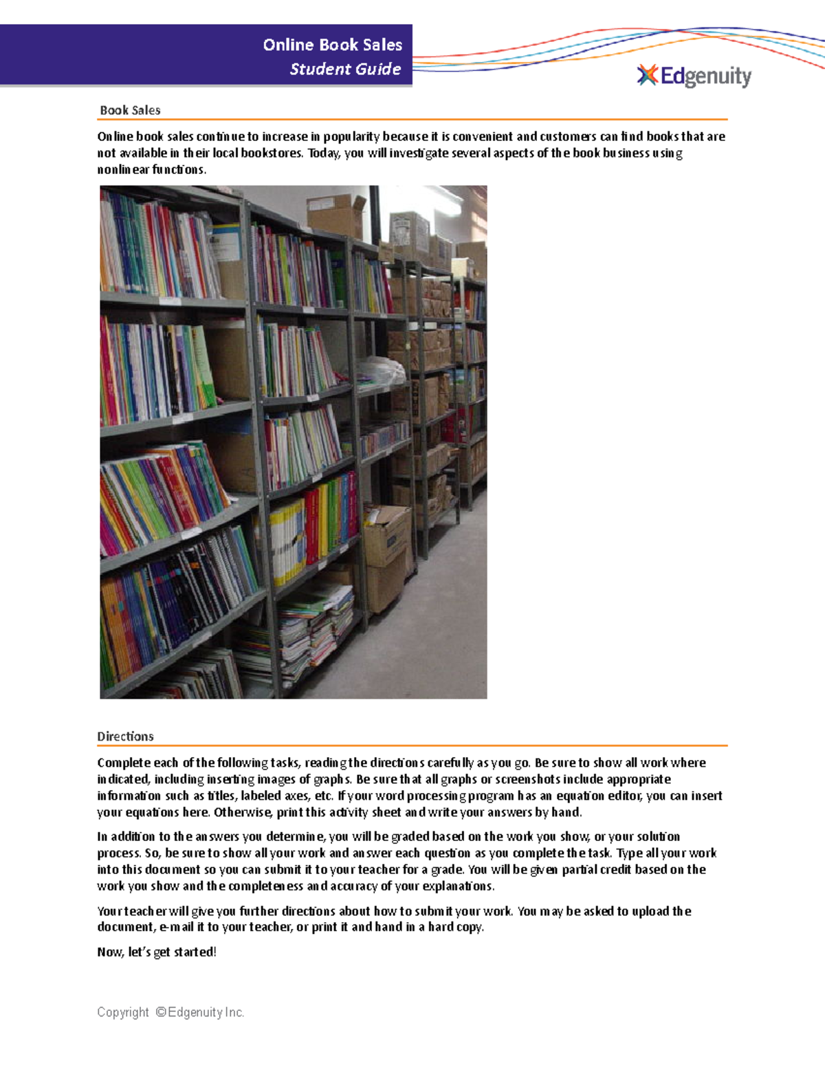 Algebra-Student Guide - Book Sales Online book sales continue to ...